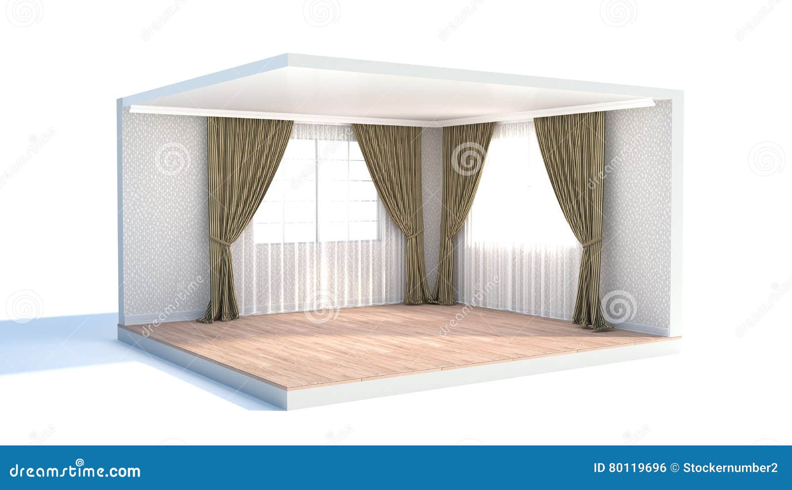Interior with Large Window. 3d Illustration Stock Illustration ...