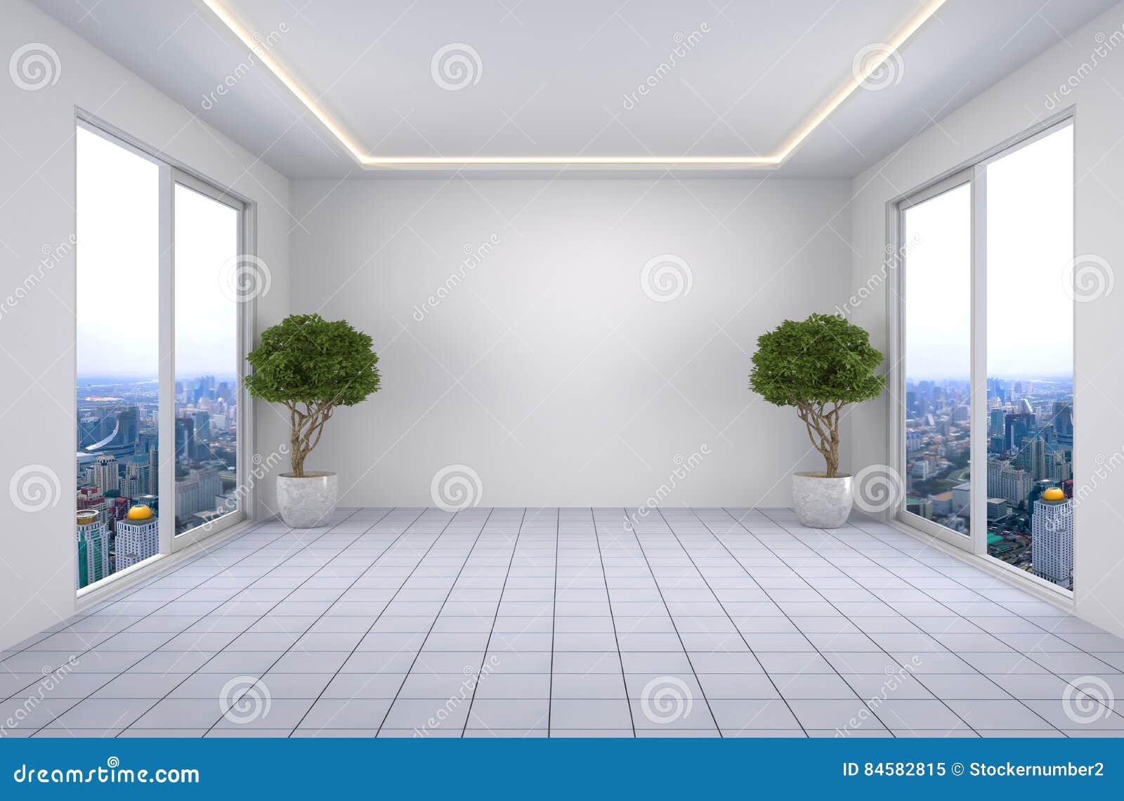 Interior with Large Window. 3d Illustration Stock Illustration ...