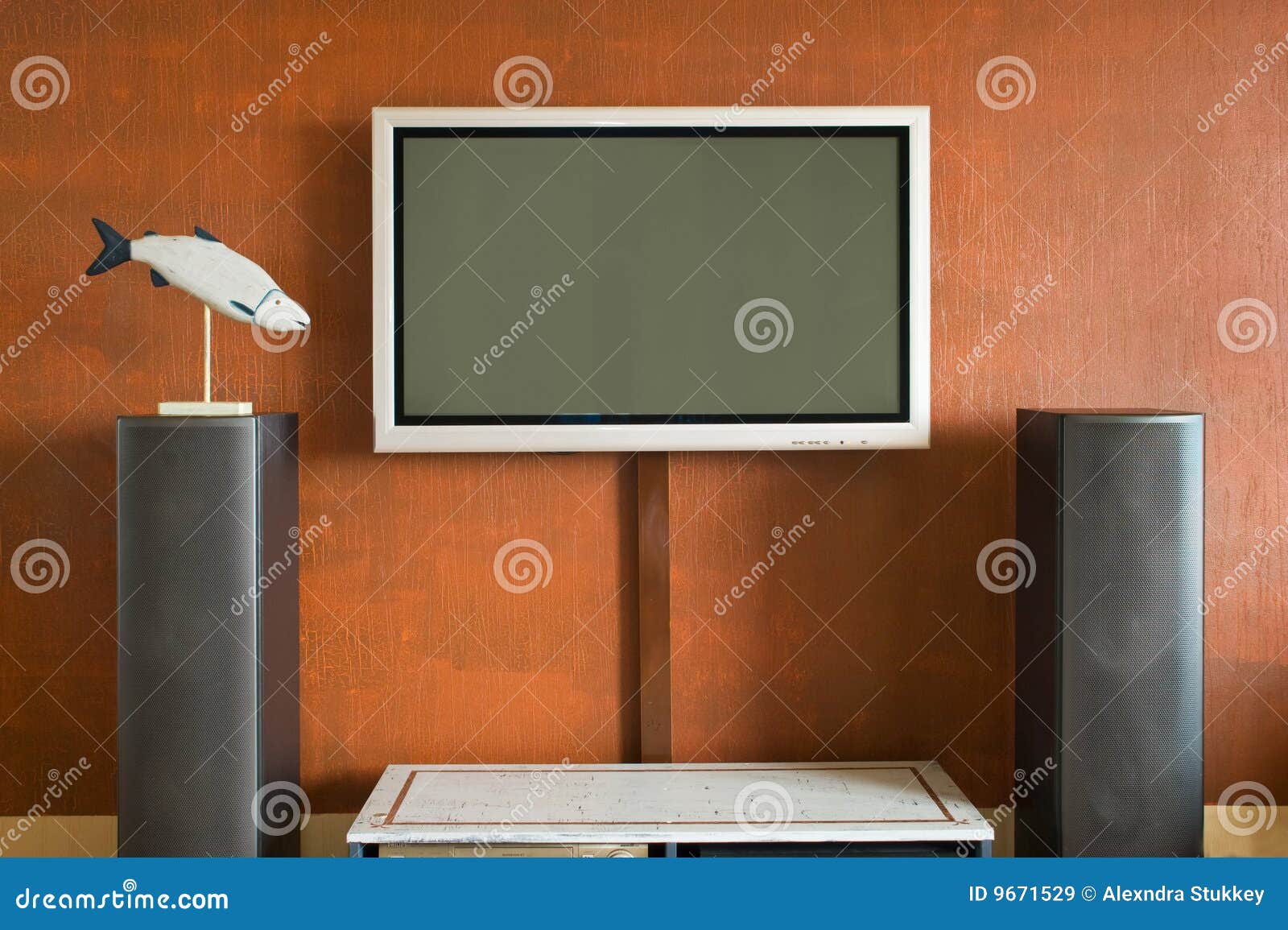Interior with LCD Television Set Stock Image - Image of widescreen ...