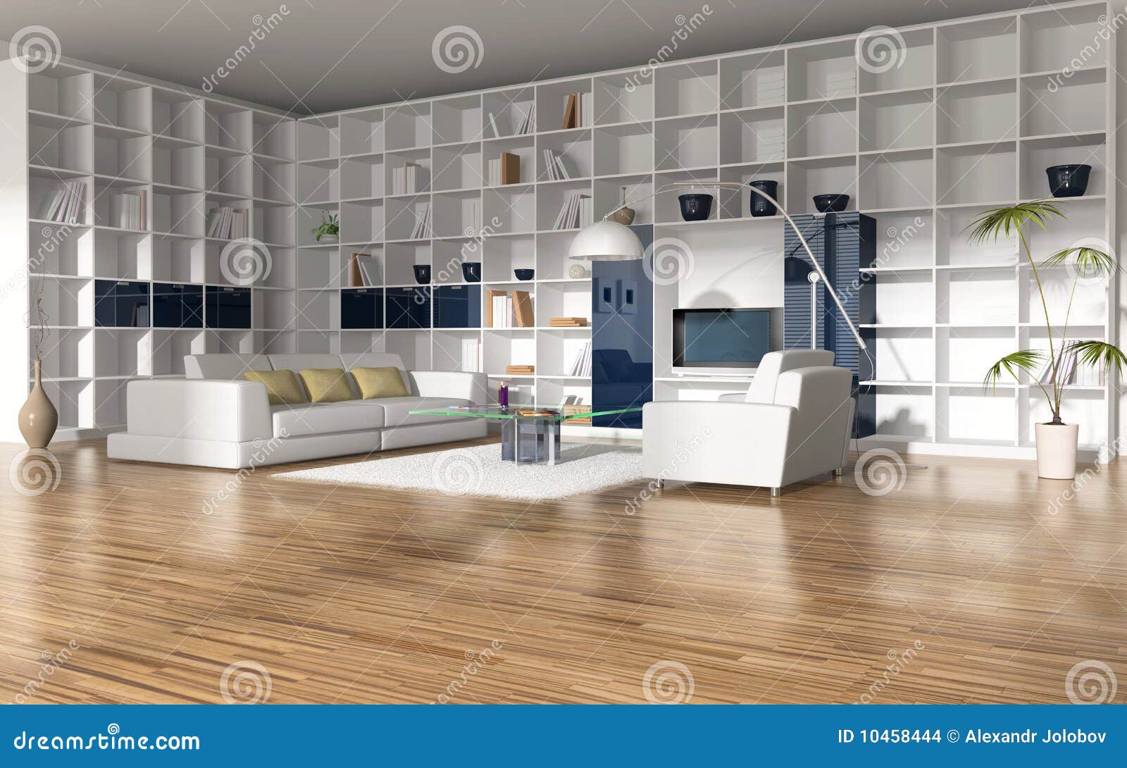 Interior of the library stock illustration. Illustration of furniture ...