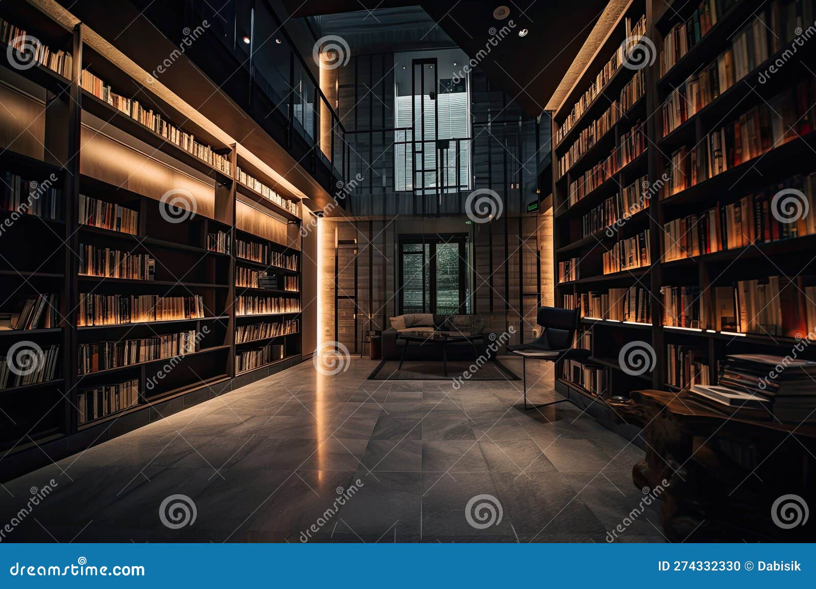 Interior of Library with Many Bookshelves. Rows of Cabinets with Old ...