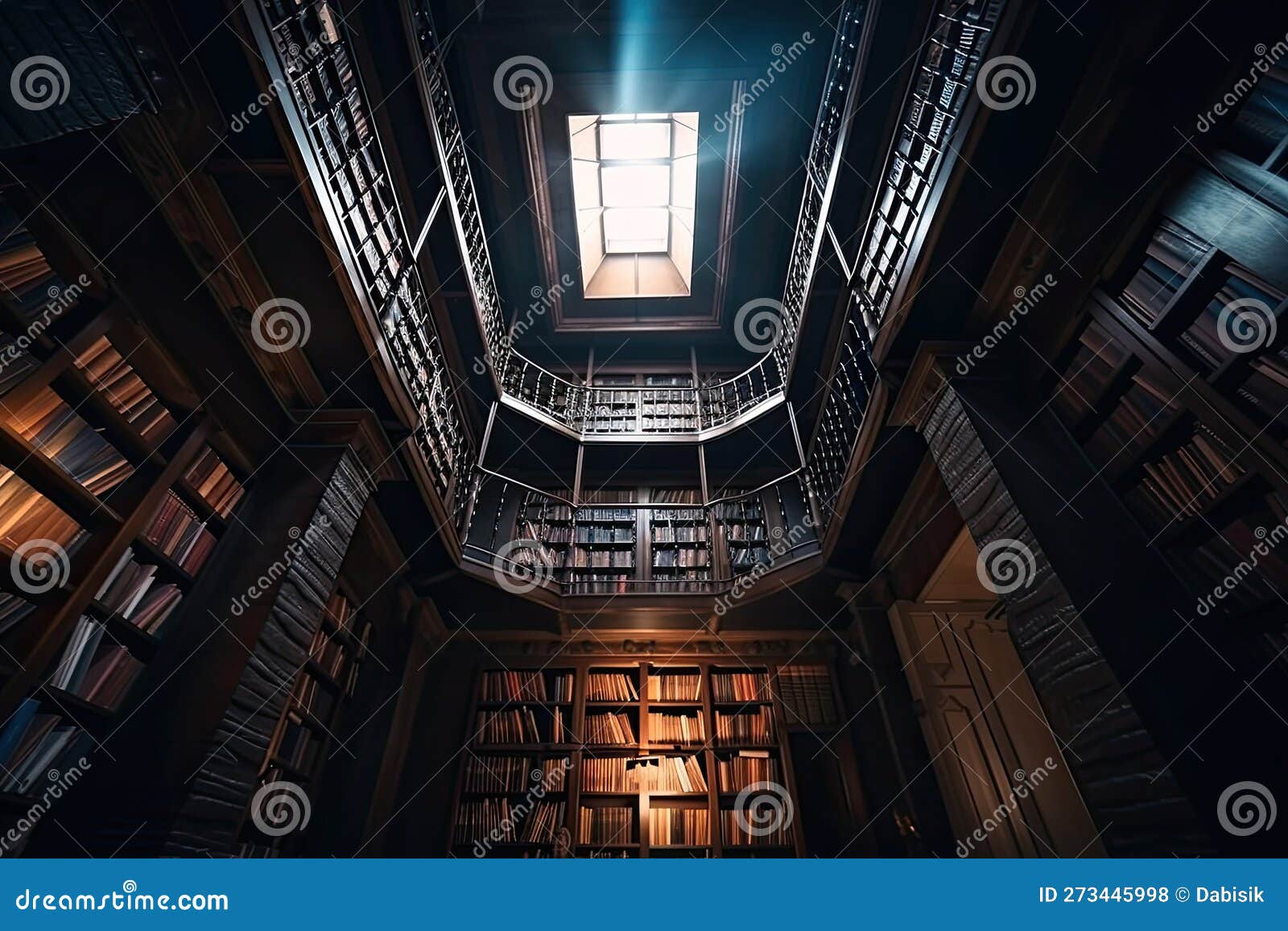 Interior of Library with Many Bookshelves. Rows of Cabinets with Old ...