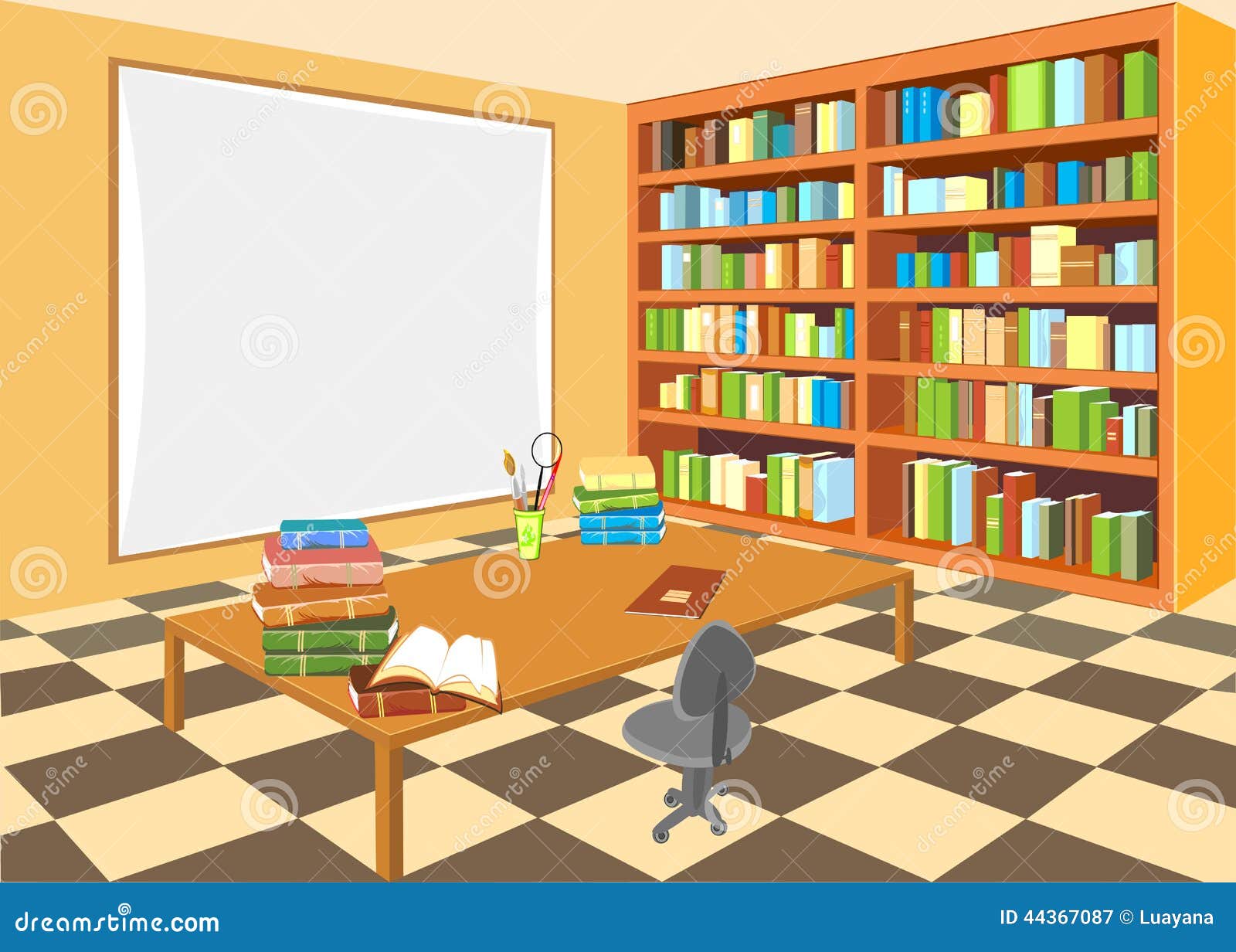 Interior of the library stock vector. Illustration of books - 44367087