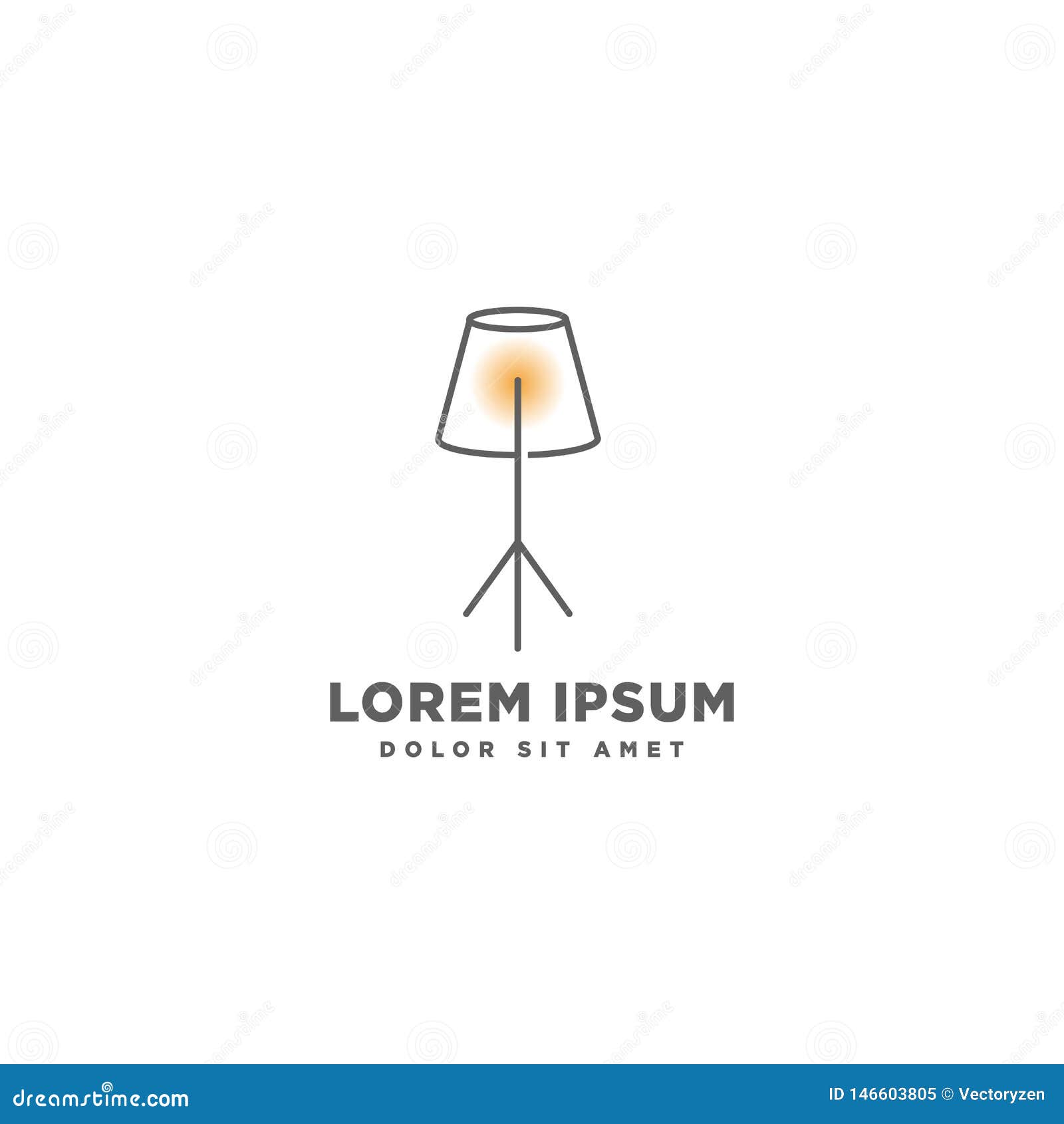 Interior Light Logo Design with Line Style Vector Illustration Stock ...