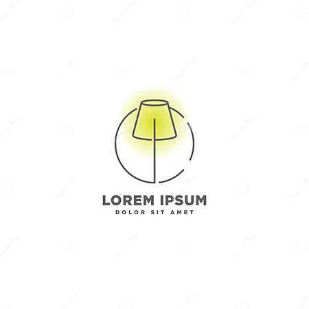 Interior Light Logo Design with Line Style Vector Illustration Stock ...