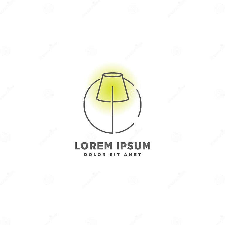 Interior Light Logo Design with Line Style Vector Illustration Stock ...