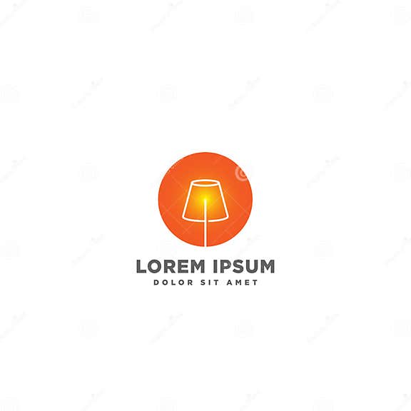 Interior Light Logo Design with Line Style Vector Illustration Stock ...