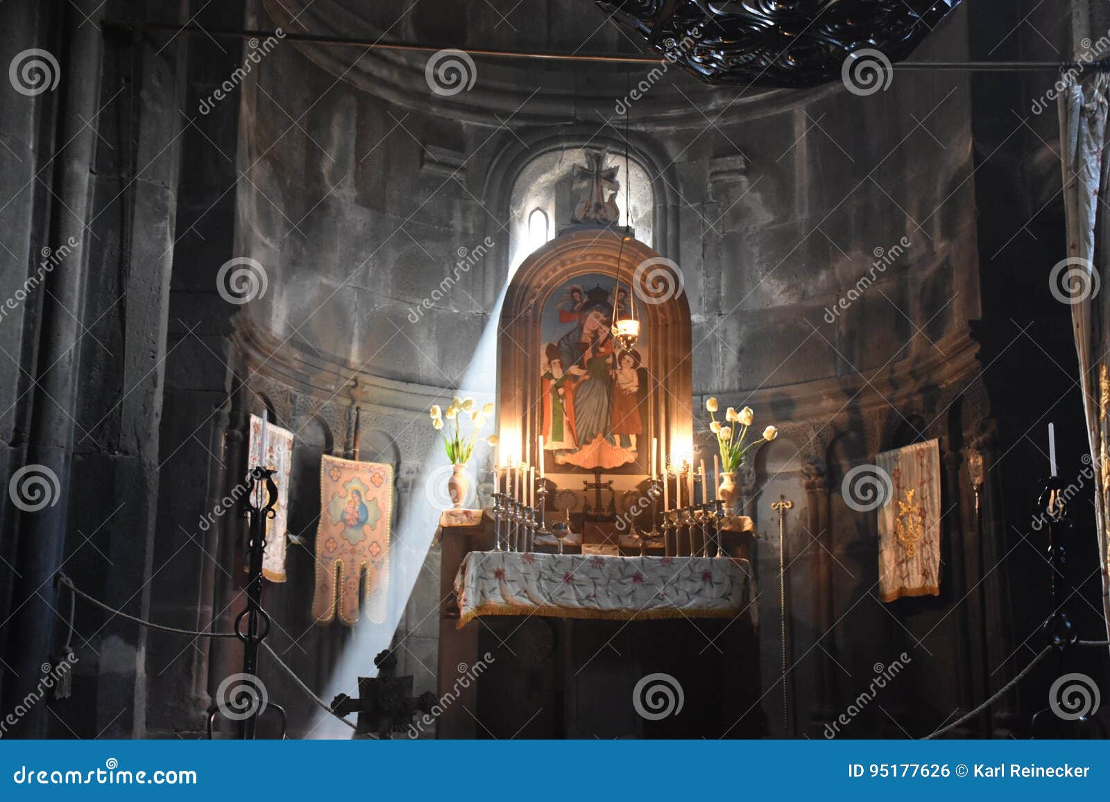 Interior and Light Shaft Cave Monastery of Geghard Stock Photo - Image ...