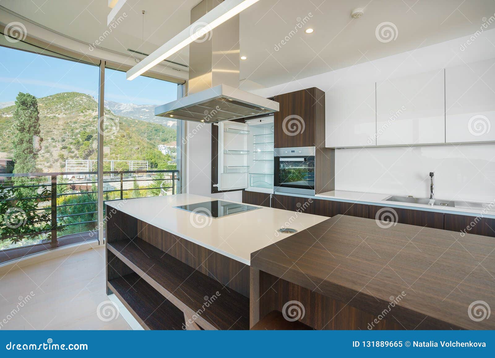 Interior of Light Spacious Kitchen Stock Image - Image of home ...
