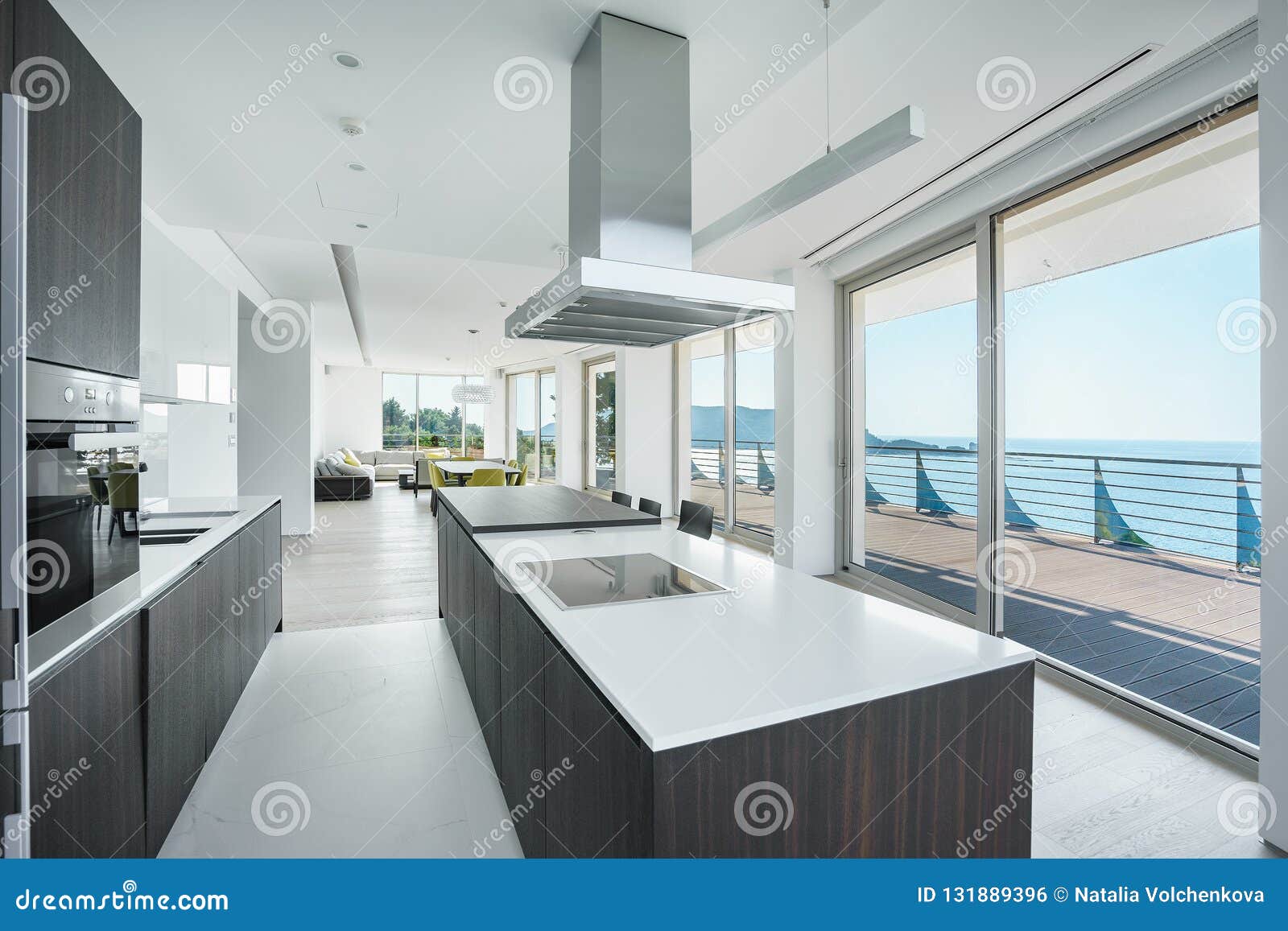 Interior of Light Spacious Kitchen Stock Photo - Image of comfortable ...