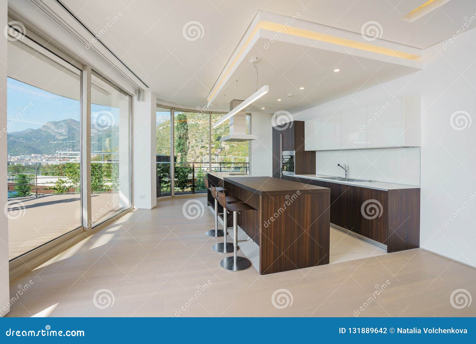 Interior of Light Spacious Kitchen Stock Photo - Image of house ...