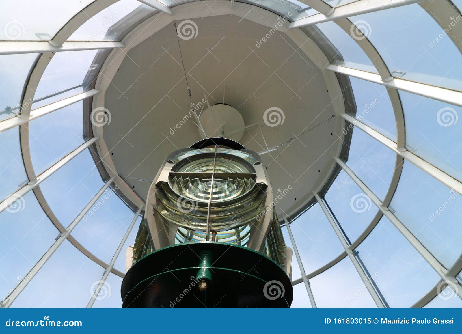 Interior of a Lighthouse with Optical Device with Lenses and Lamp Stock ...