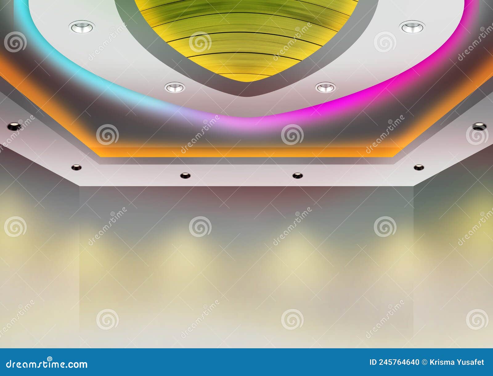 Interior Lighting Design Using Downlight and Colorful Indirect Lighting ...