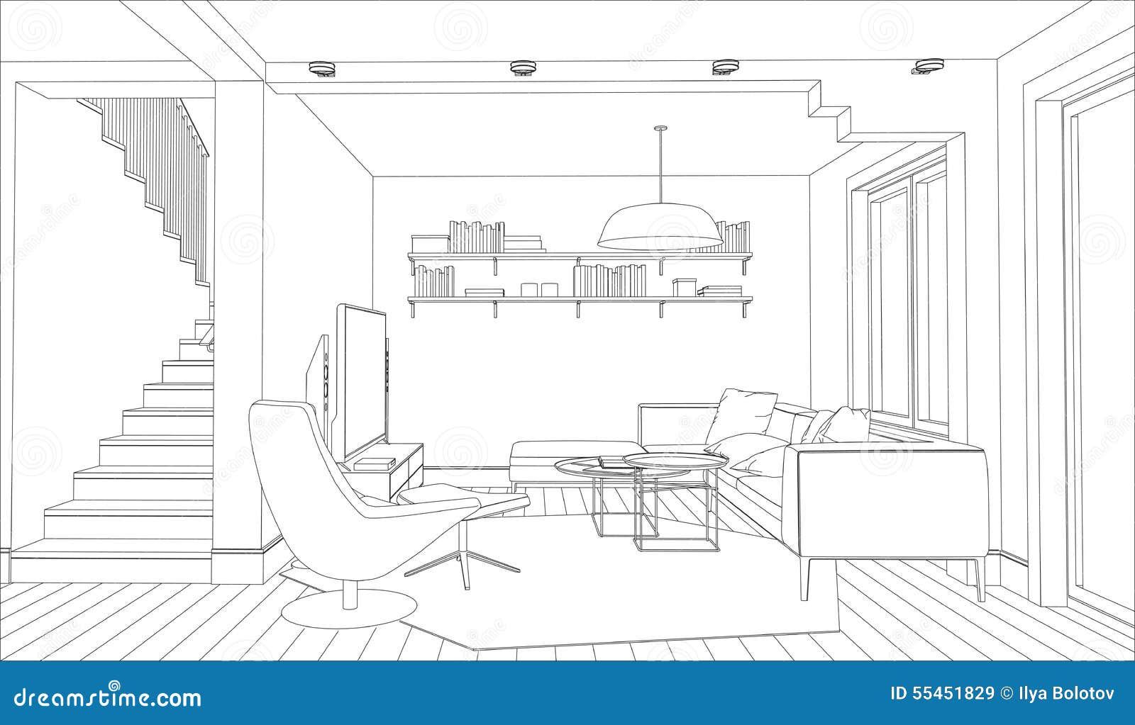 Interior stock vector. Illustration of project, indoors - 55451829