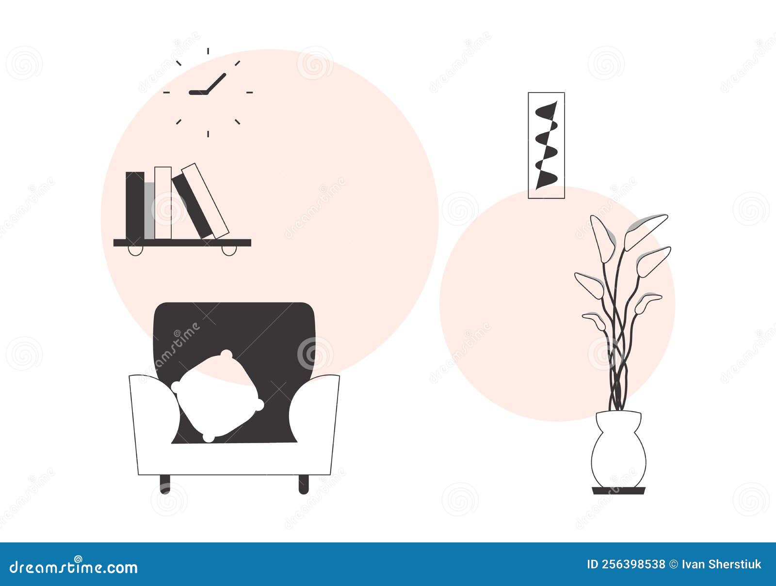 Interior in Lineart Trendy Style. Background for Presentations, Posters ...