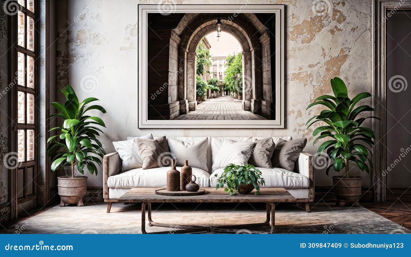 Interior of the Living Room with a Large Window Stock Illustration ...