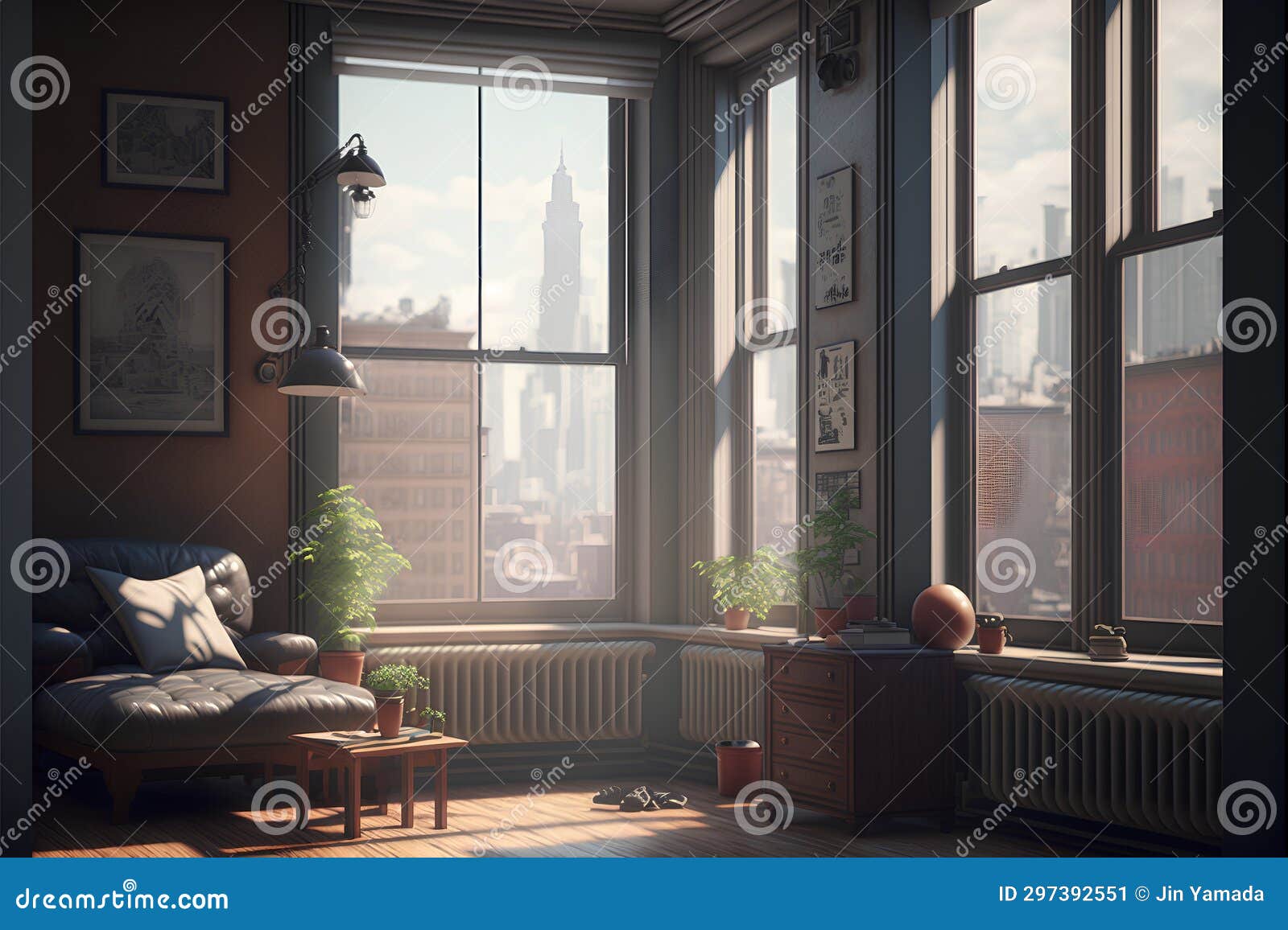 Interior of the Living Room with a Panoramic Window Overlooking the ...