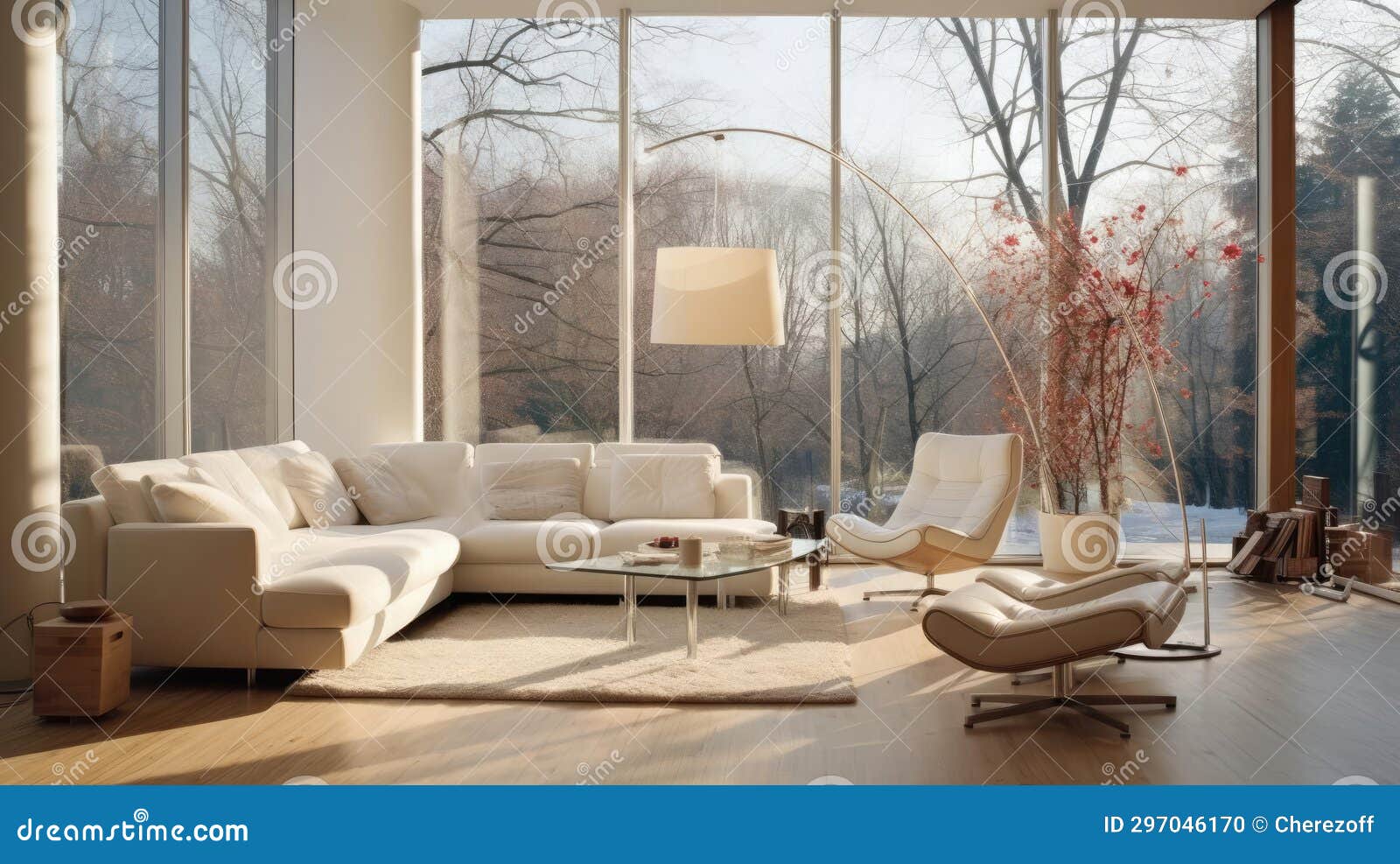 Interior of the Living Room, Panoramic Windows Stock Photo - Image of ...
