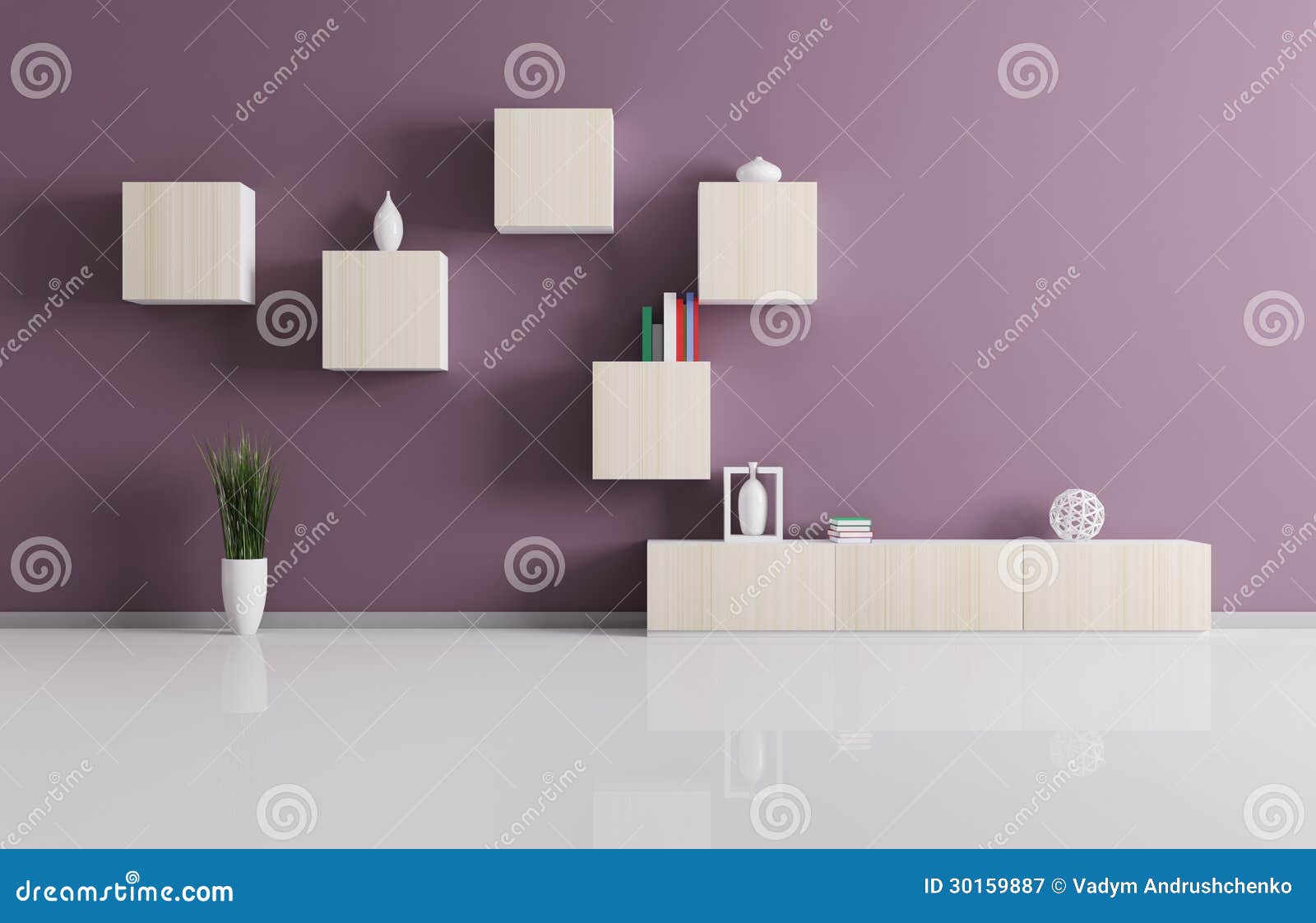 Living Room with Shelves 3d Render Stock Illustration - Illustration of ...