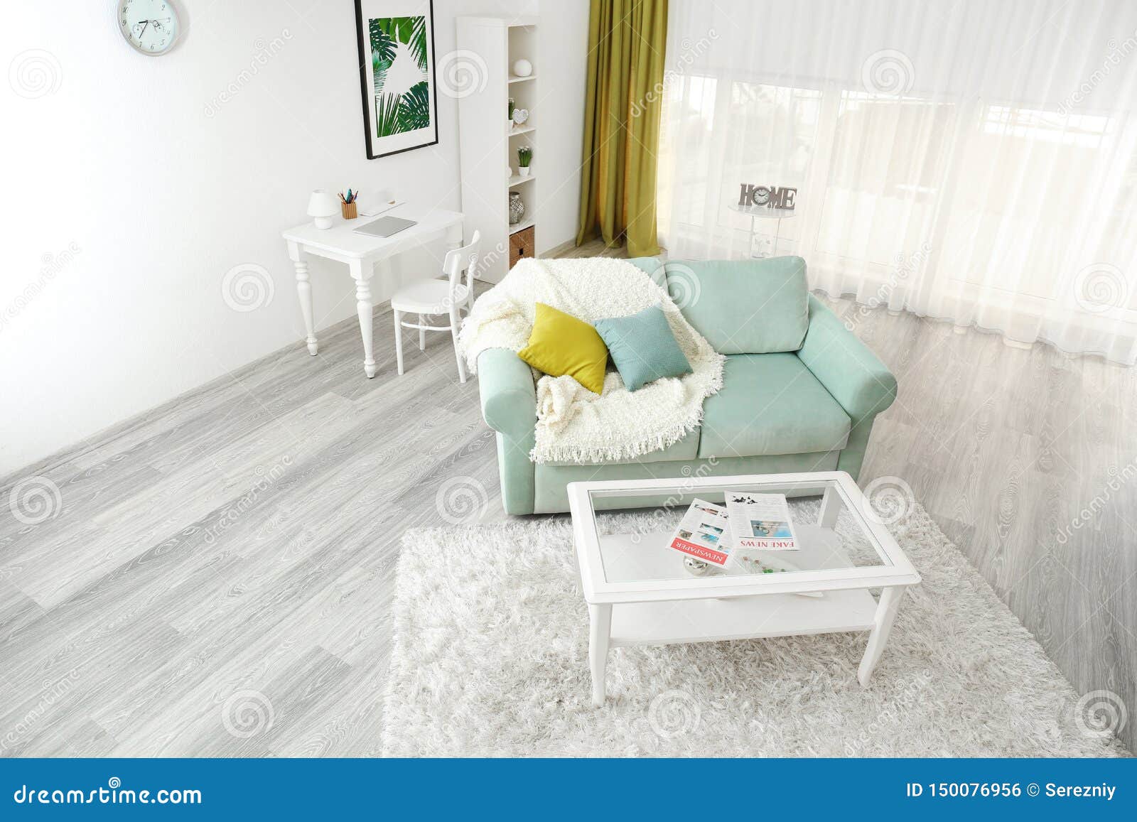 Interior of Living Room, View through CCTV Camera Stock Photo - Image ...