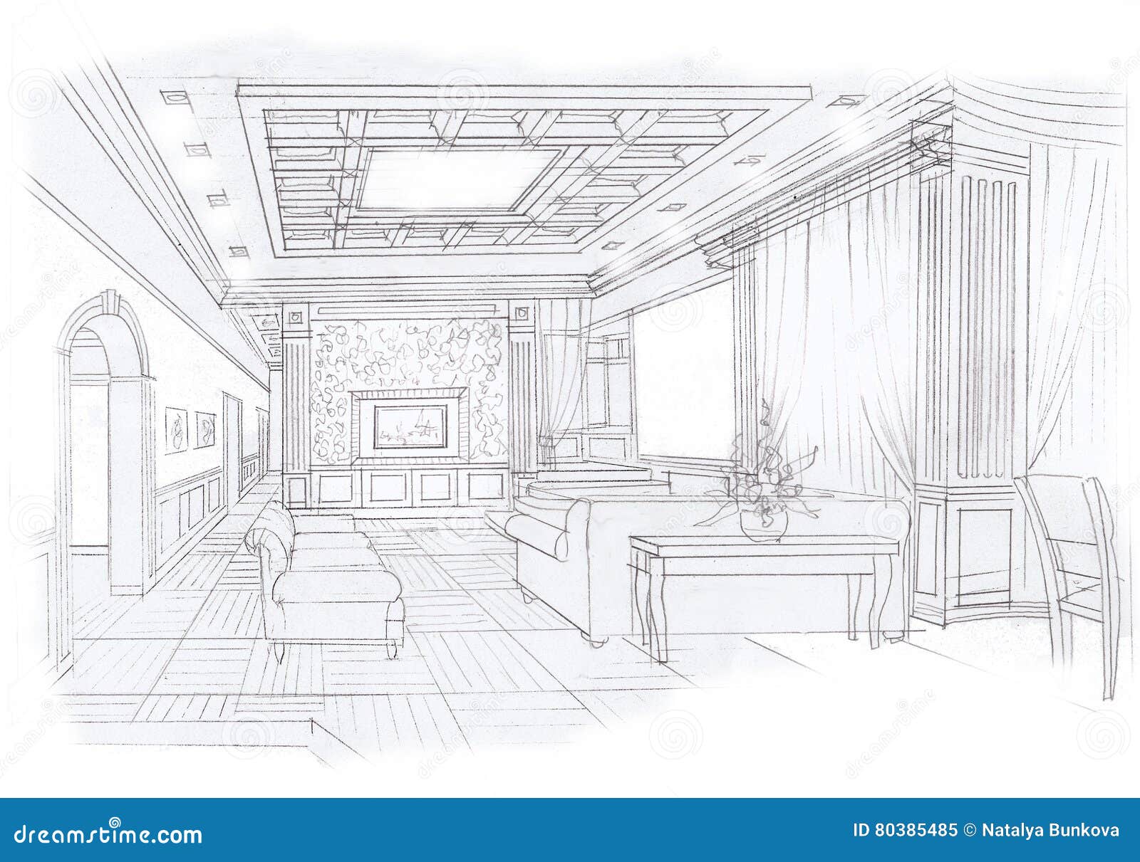 The Interior of the Livingroom Stock Illustration - Illustration of ...