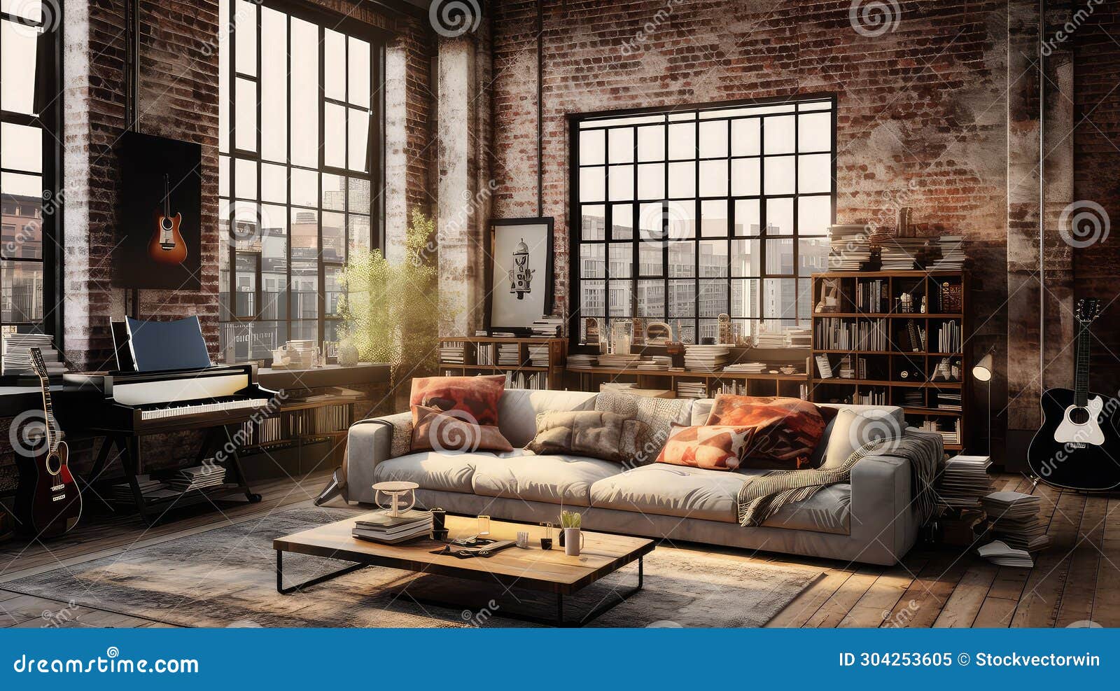 Interior Loft Room Background Stock Illustration - Illustration of ...