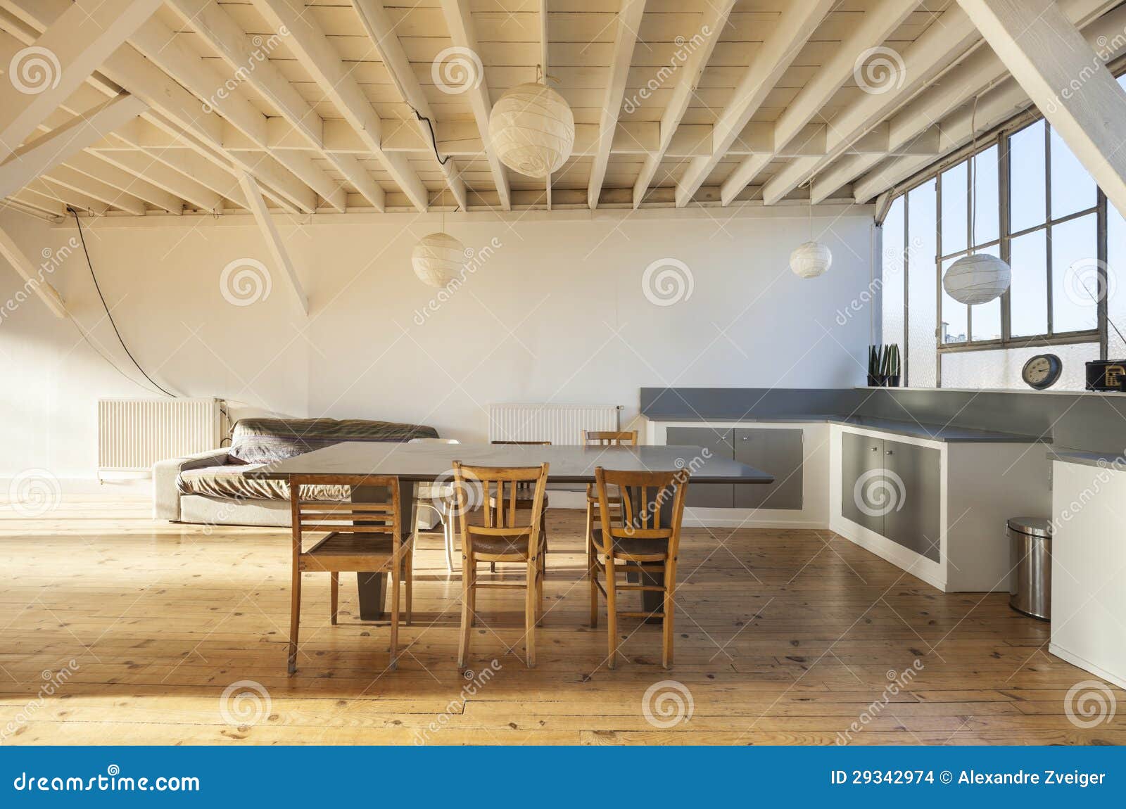 Interior loft, table stock photo. Image of open, architecture - 29342974