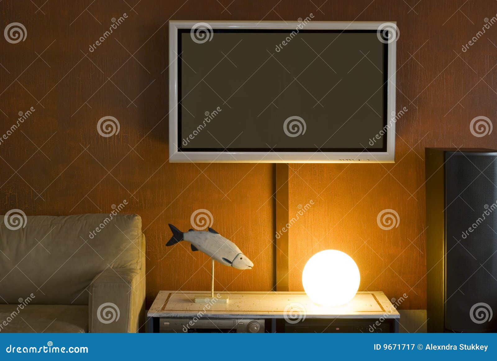 Interior with LSD Television Set Stock Image - Image of television ...