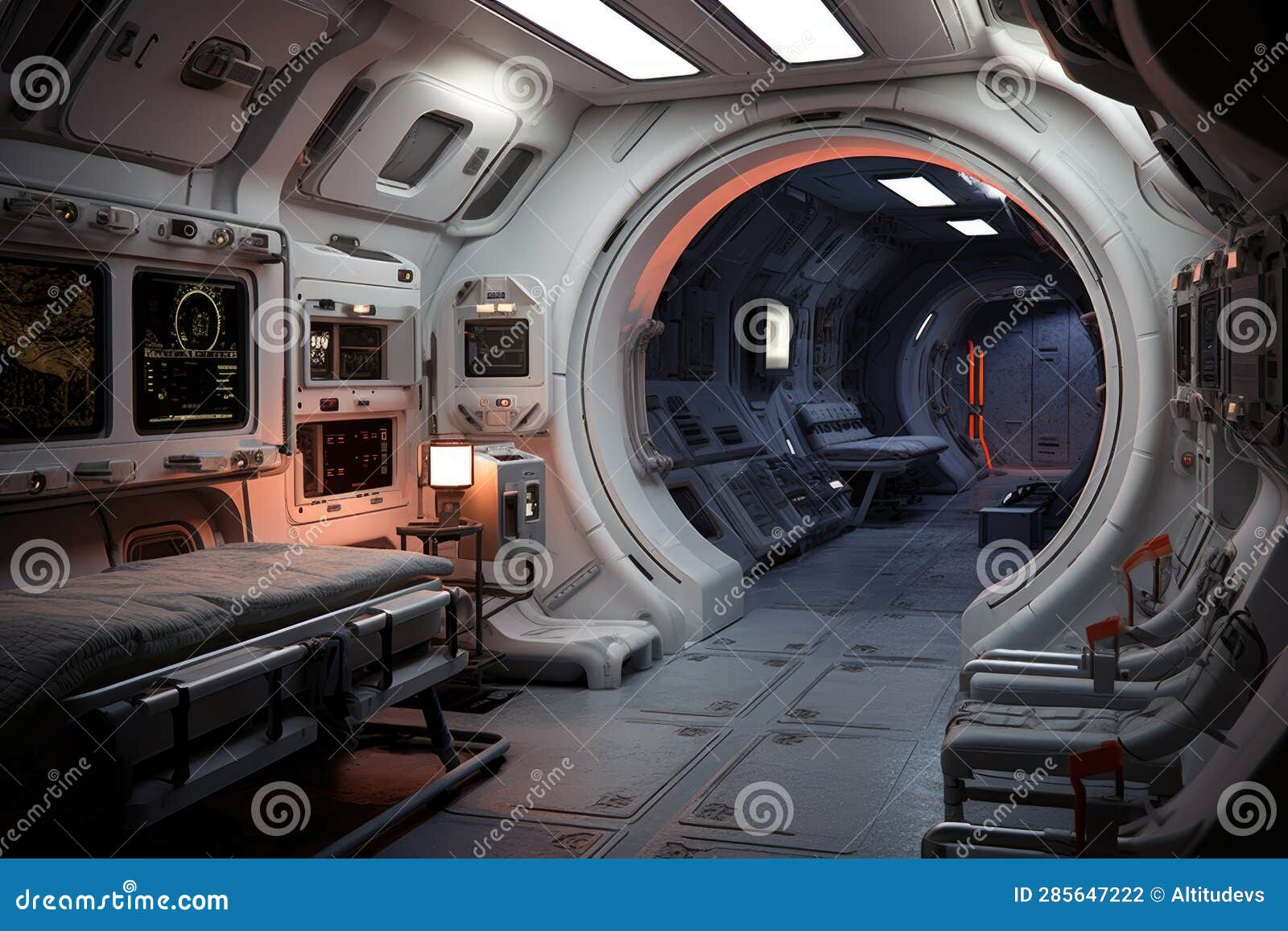 Interior of a Lunar Base Habitat Module Stock Illustration ...