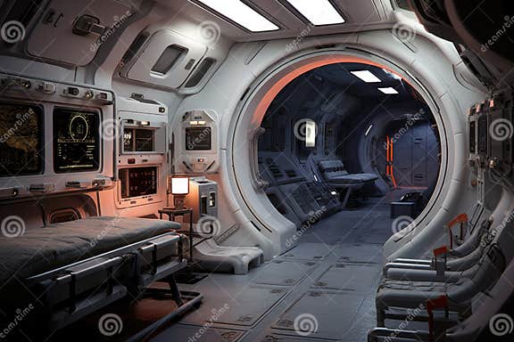 Interior of a Lunar Base Habitat Module Stock Illustration ...