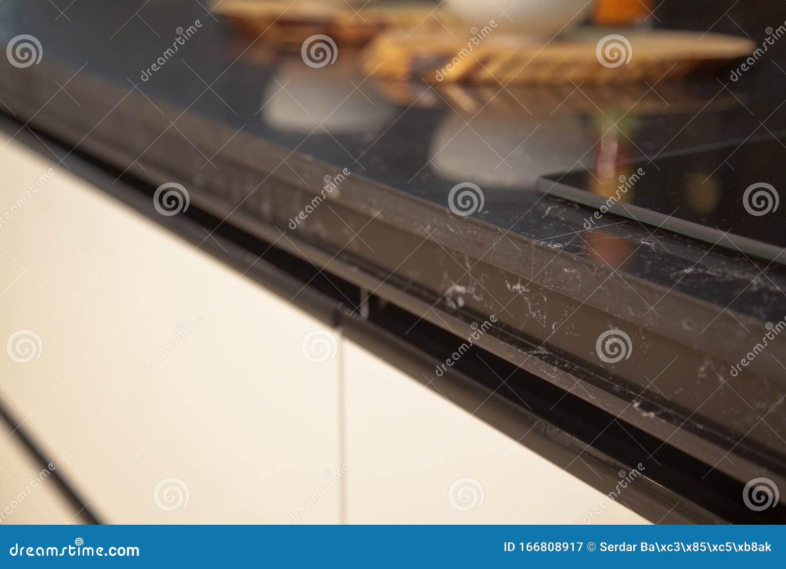 Interior of Luxurious Modern Kitchen and Granite Marble Corner Detail ...