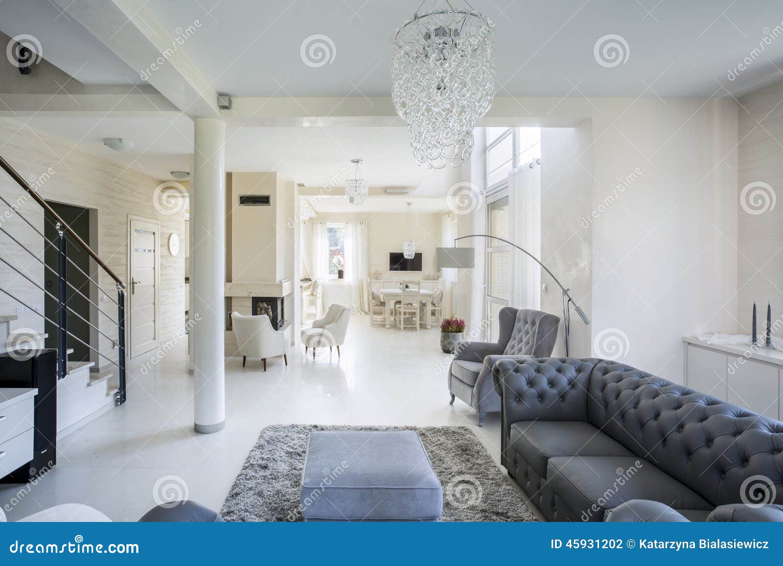 Interior of Luxury Apartment Stock Photo - Image of crystal, lather ...