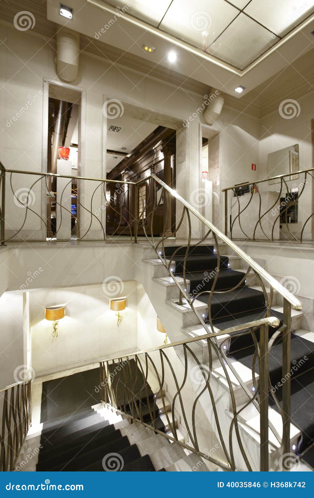 Interior Luxury Apartment with Illuminated Stair. Stock Photo - Image ...