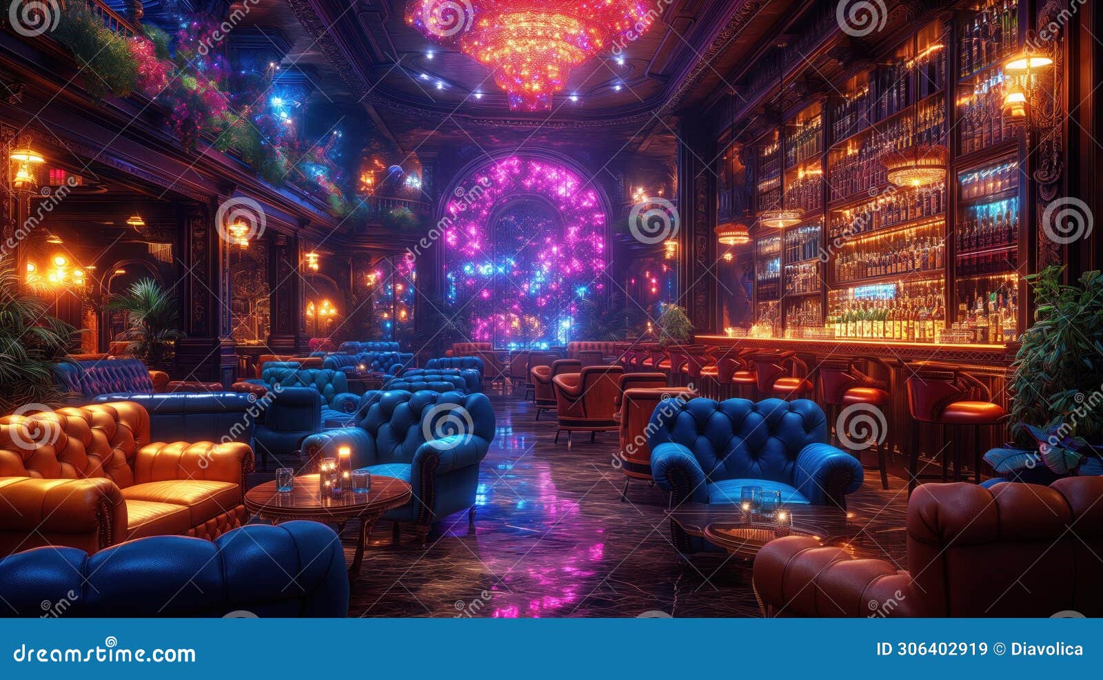 Interior of luxury bar stock illustration. Illustration of chair ...