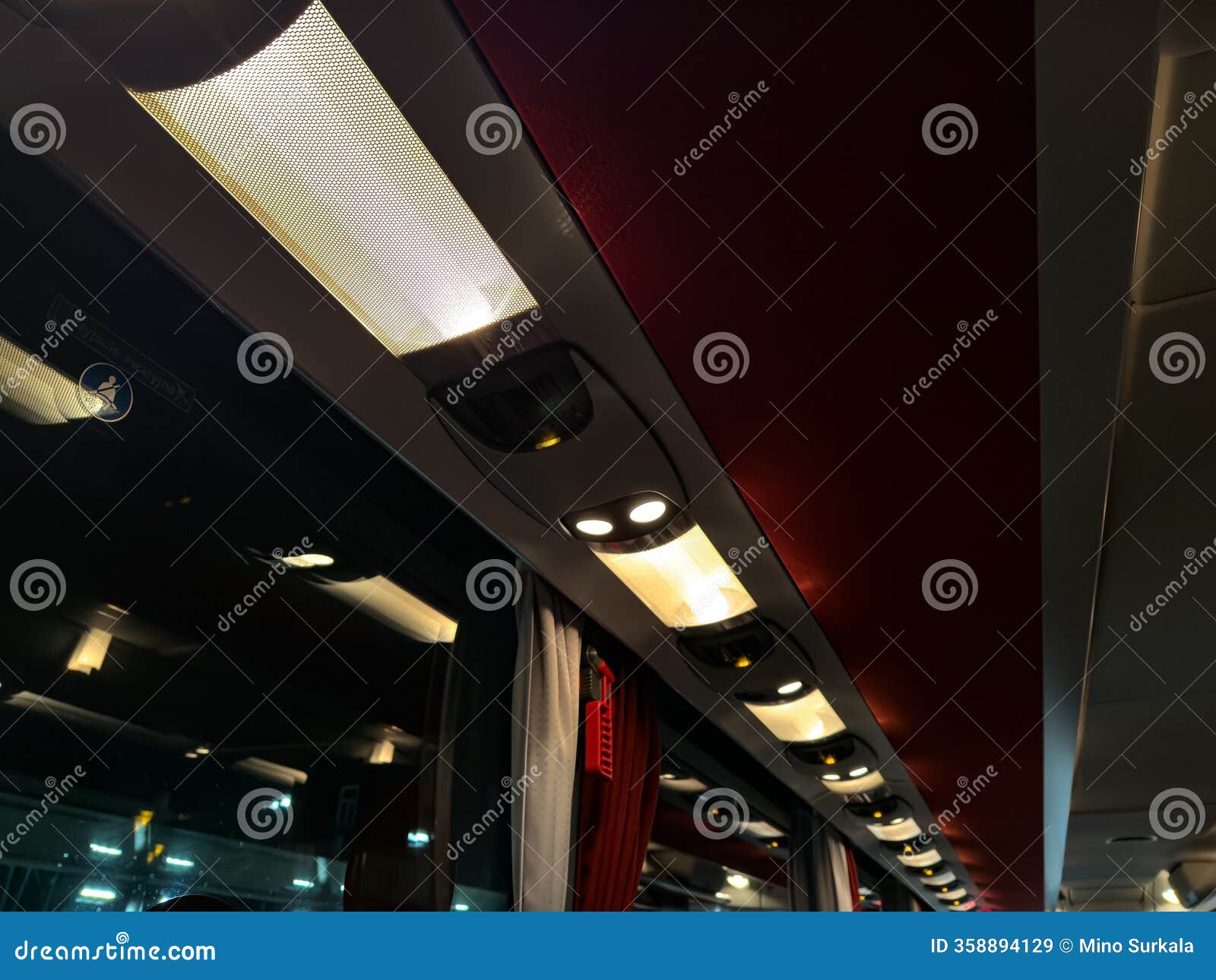 Interior of Luxury Bus, Ceiling with Lights on Stock Image - Image of ...