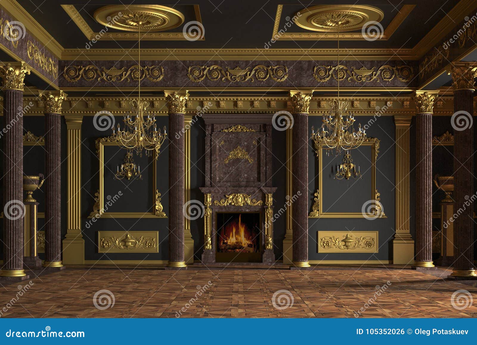 Palace Interior. 3D Rendering Stock Illustration - Illustration of ...