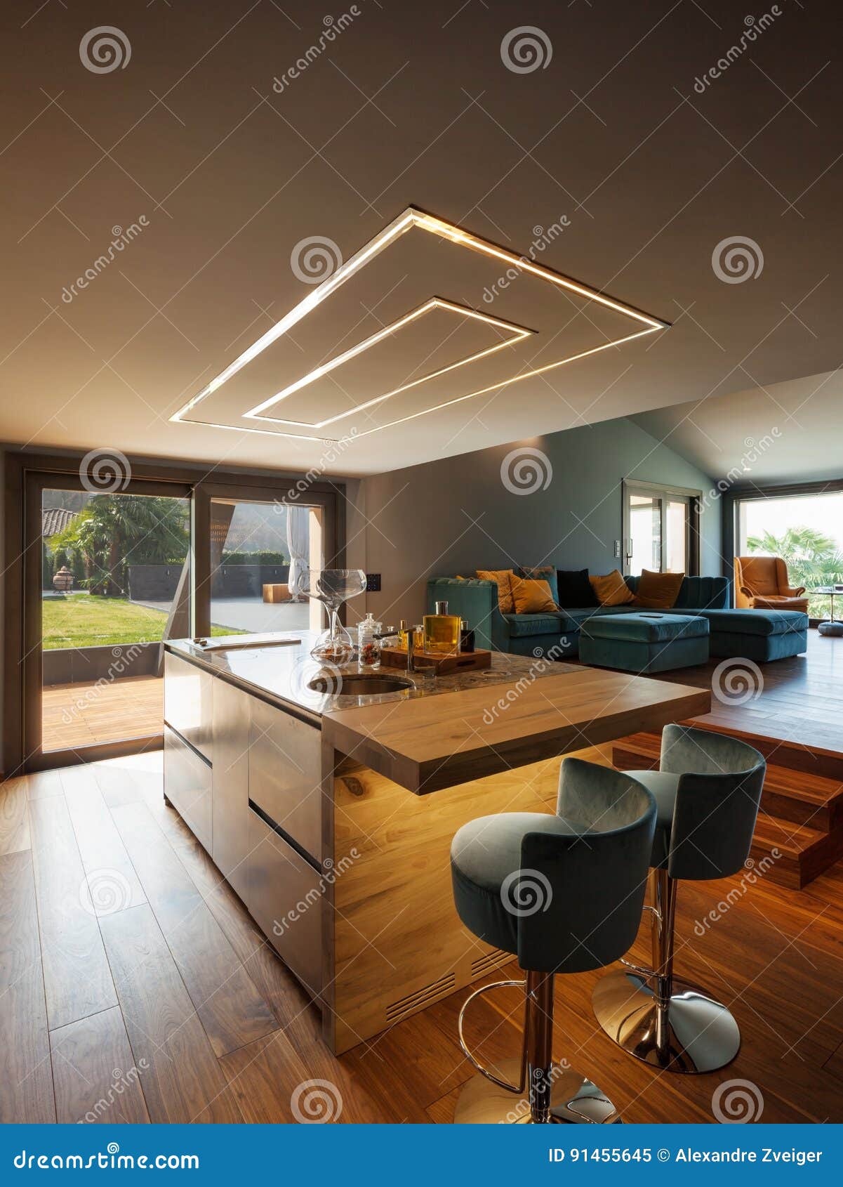 Interior of a Luxury Modern Villa, Kitchen Stock Image - Image of ...
