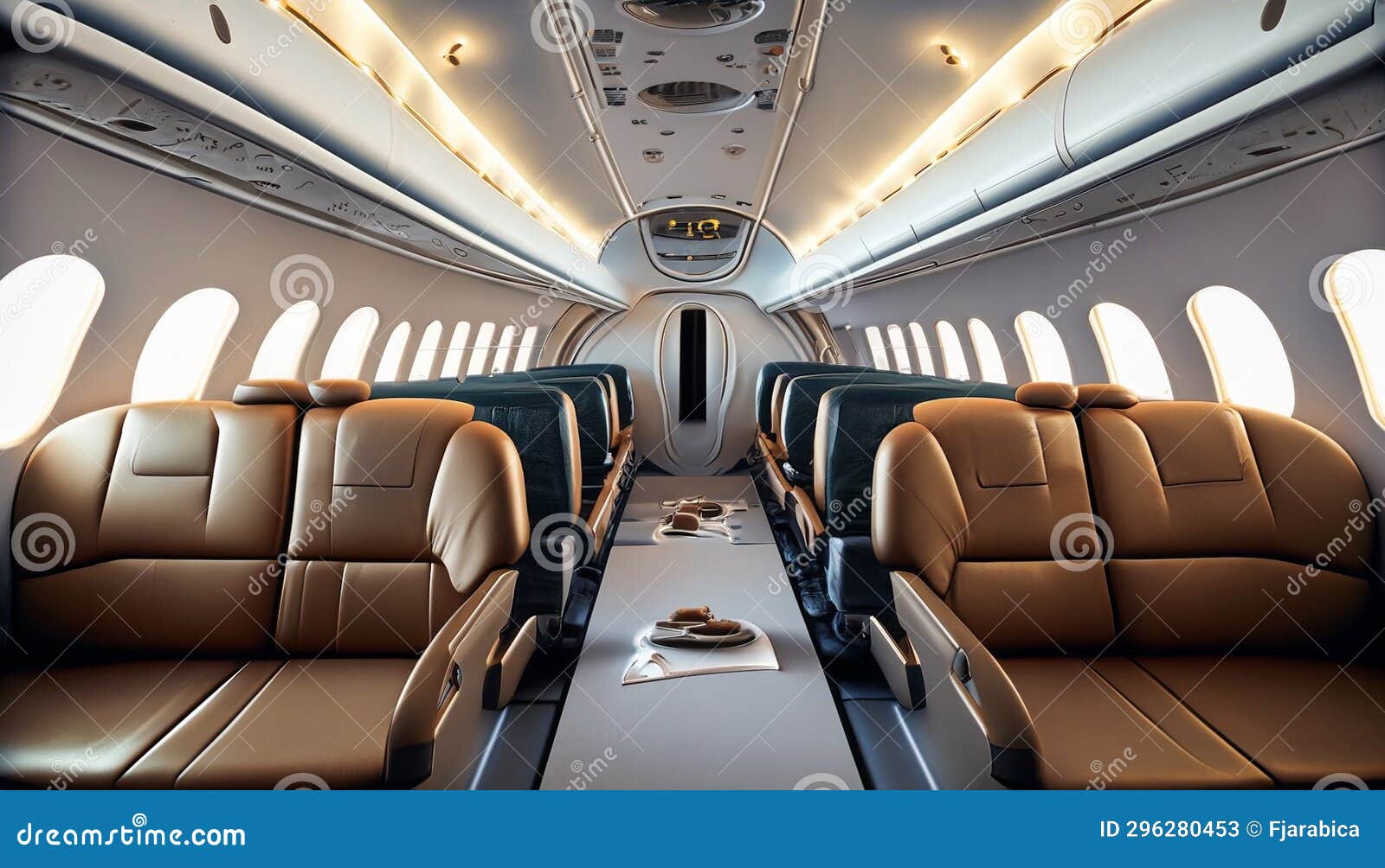 Interior of a luxury plane stock illustration. Illustration of flight ...