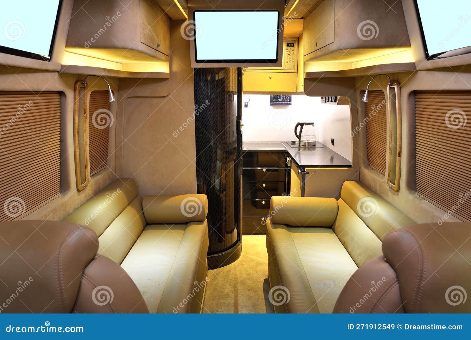 Interior of a Luxury Private Car with Leather Seats and Backrest Stock ...