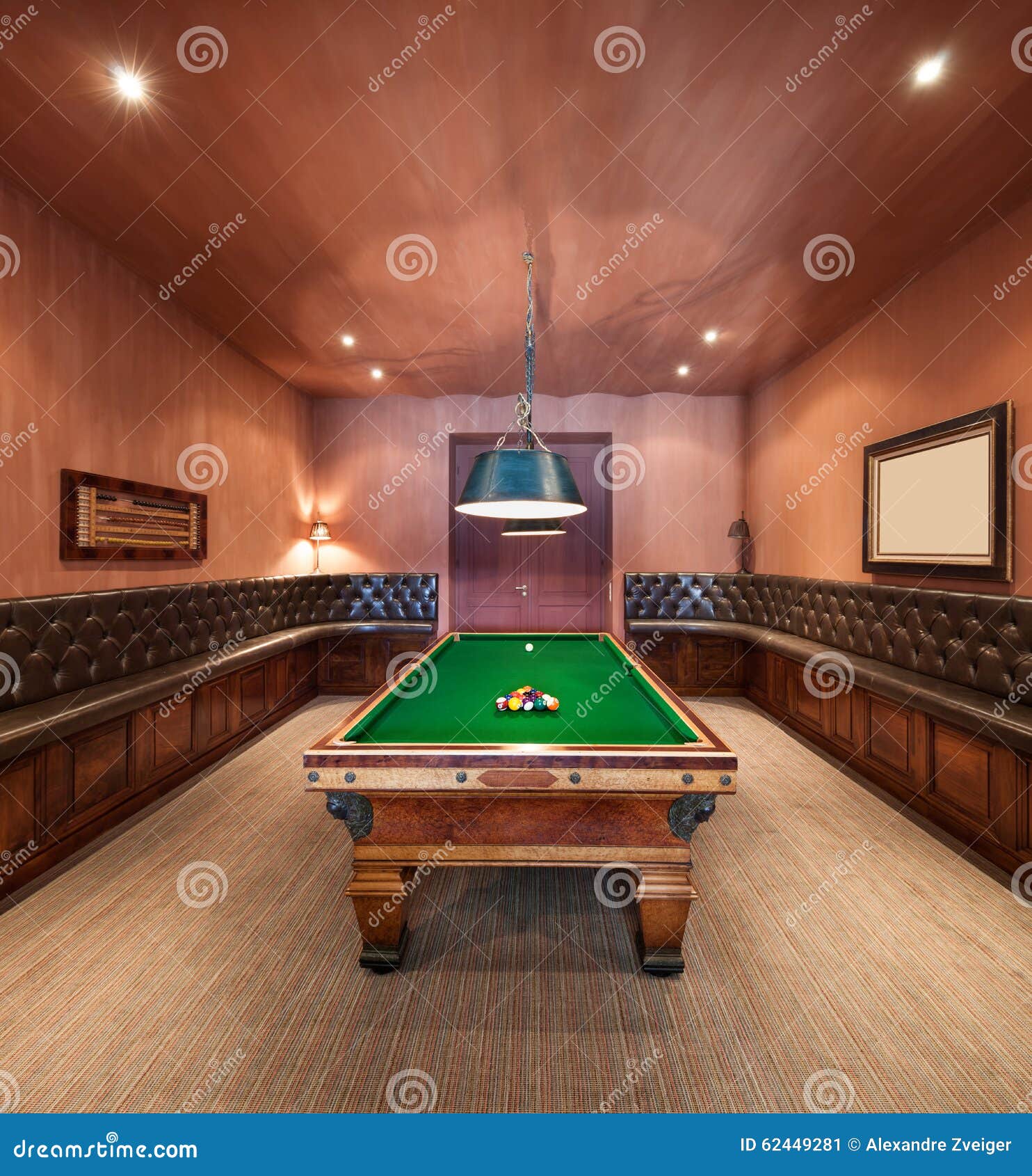 Interior, Luxury Room with Pool Table Stock Image - Image of home ...