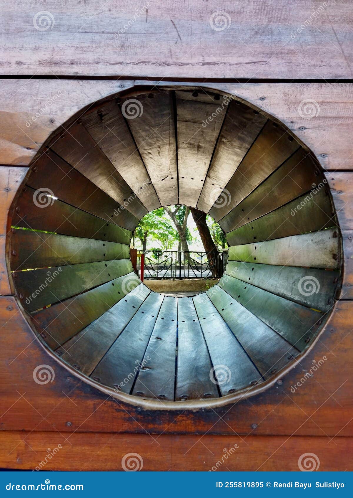Interior Made of Wood in the Shape of a Circle Hole Stock Image - Image ...