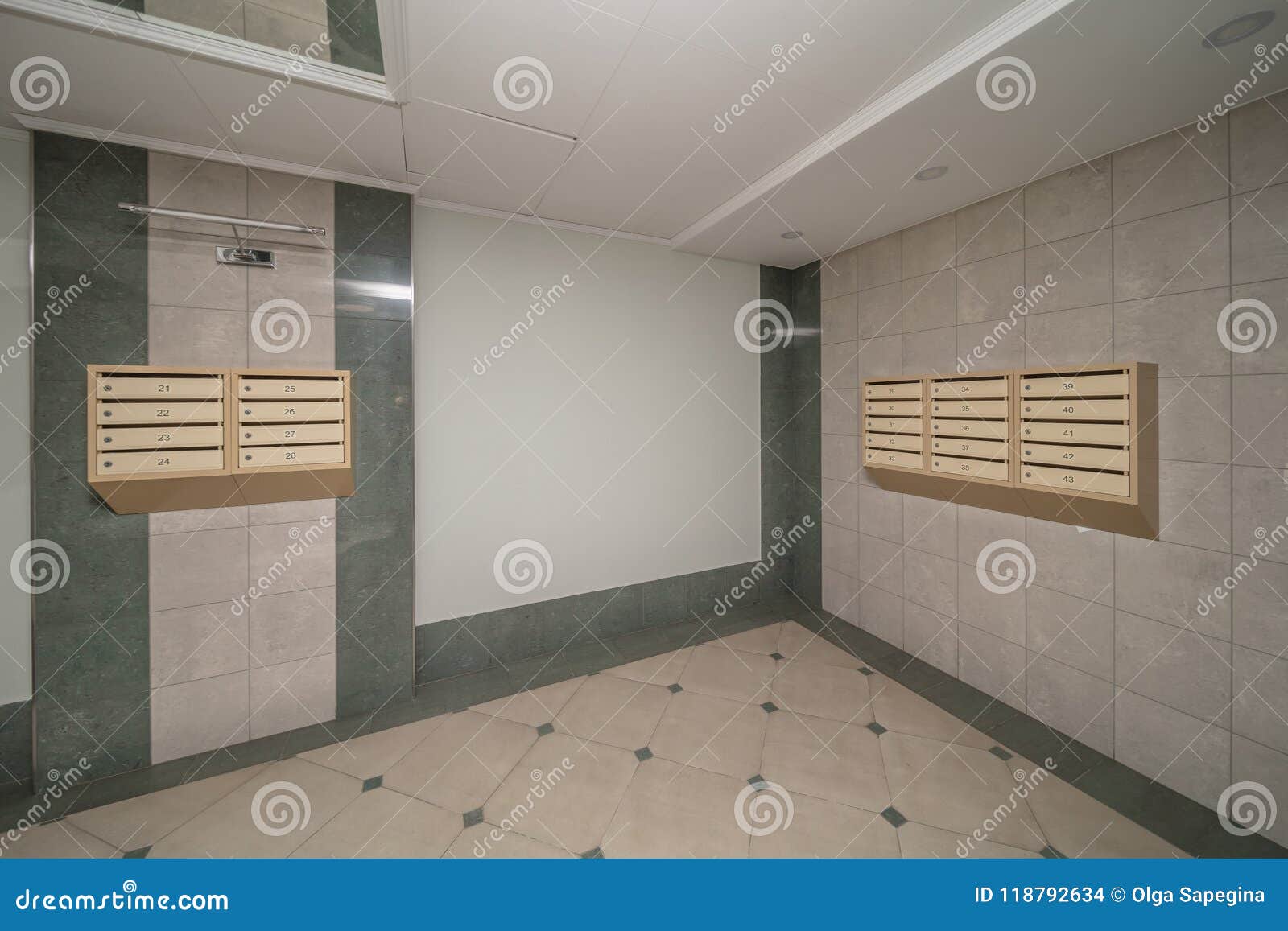 Interior with mailboxes stock photo. Image of building - 118792634