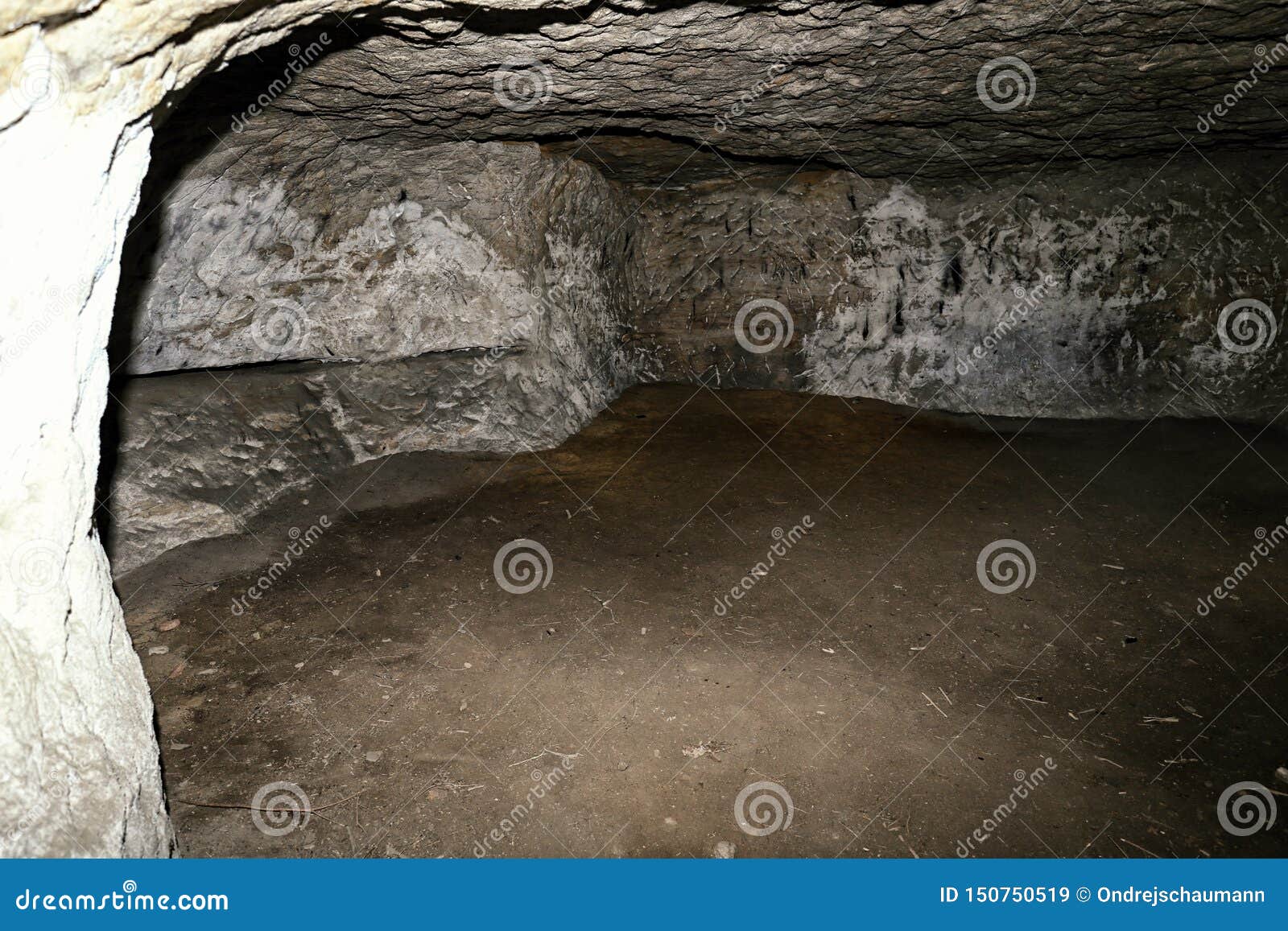 Interior of Man Made Cave in the Sand Stone Rock Stock Image - Image of ...