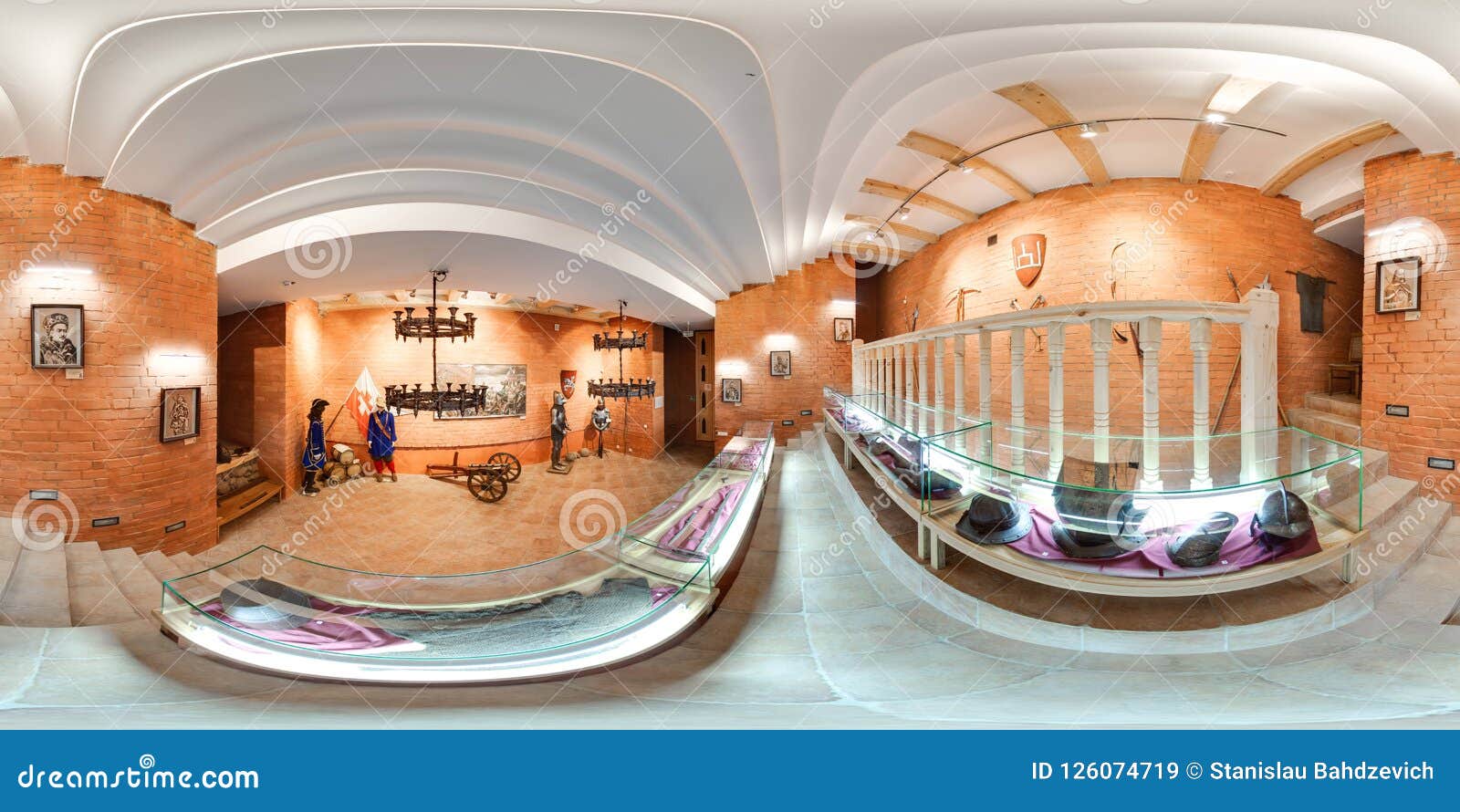 Interior of the Medieval Exposition in Museum. 3D Spherical Panorama ...