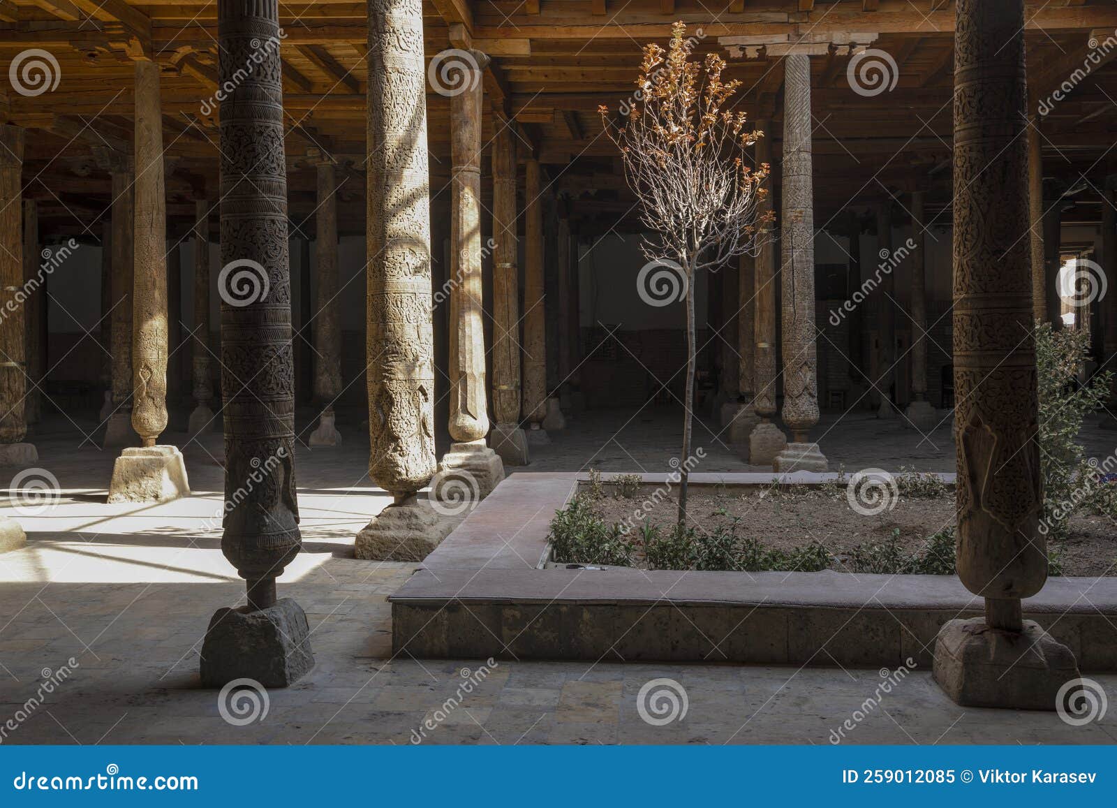 Interior of the Medieval Juma Mosque. Khiva. Uzbekistan Stock Image ...
