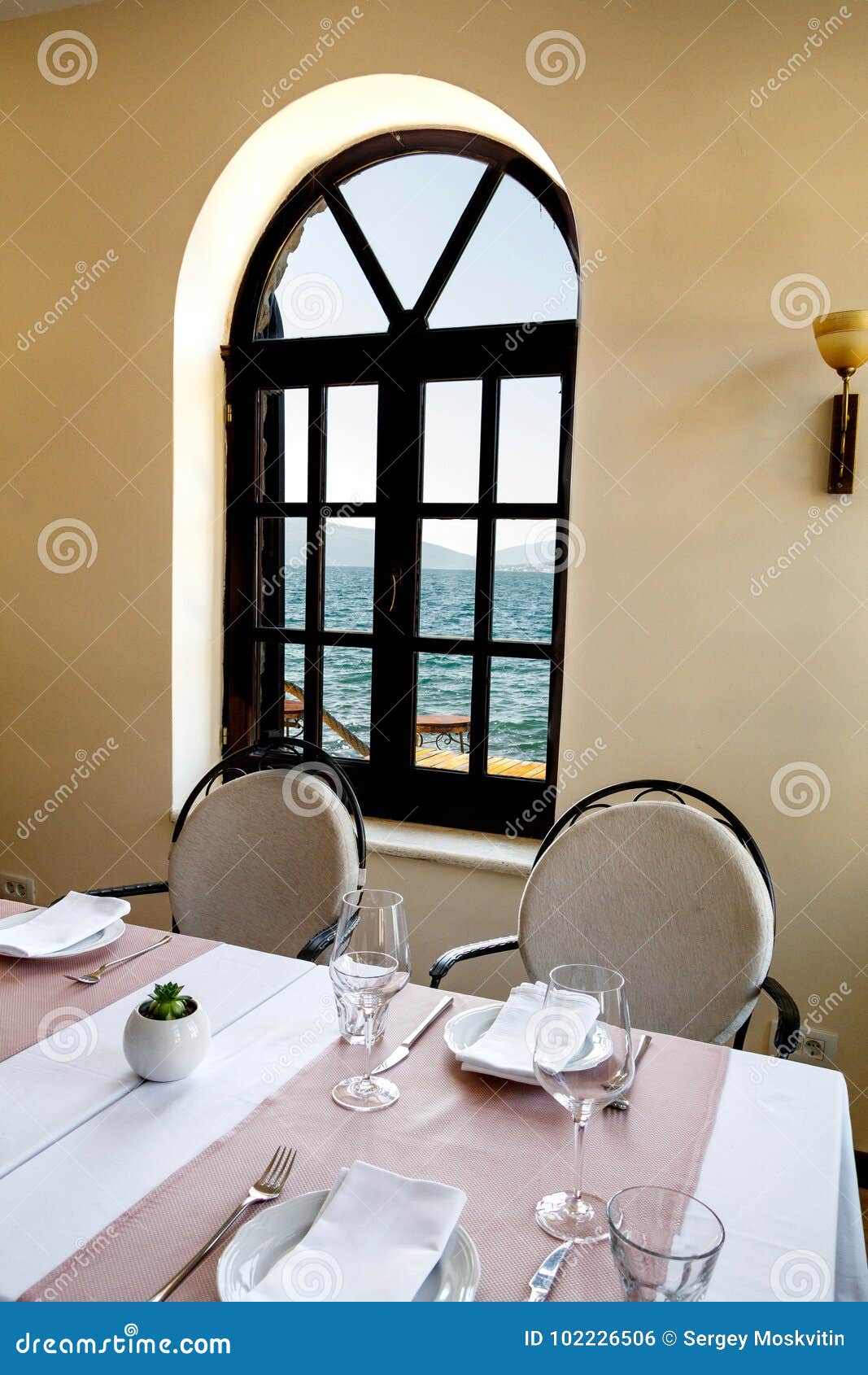 Interior of a Mediterranean Restaurant Stock Photo - Image of chair ...