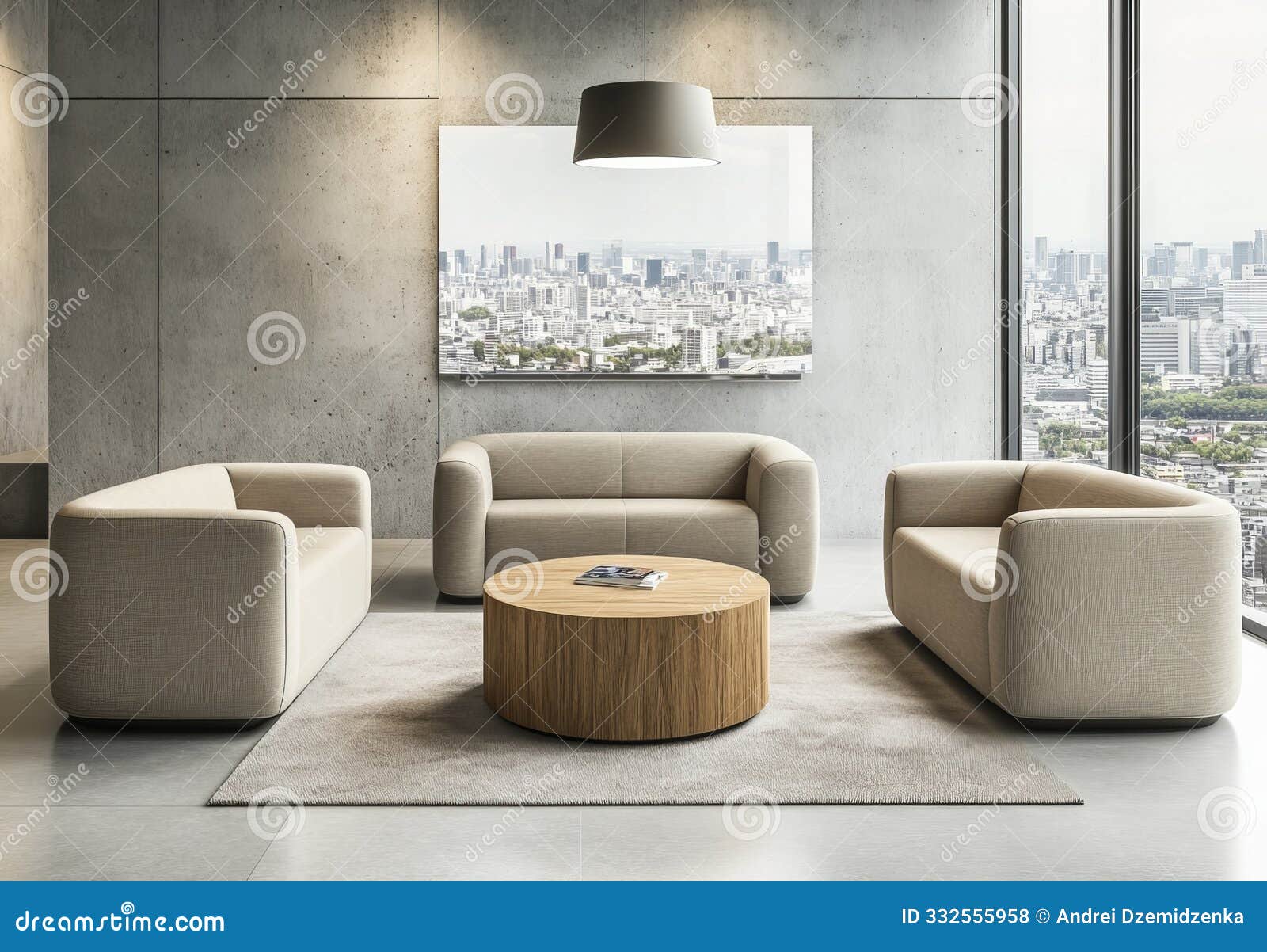 Interior of Minimalist Office with Coffee Table, Rest Area, and ...