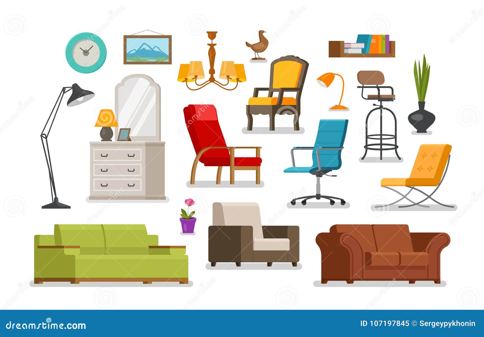 Interior, Mobiliario, Concepto De La Tienda De Muebles Vector ...