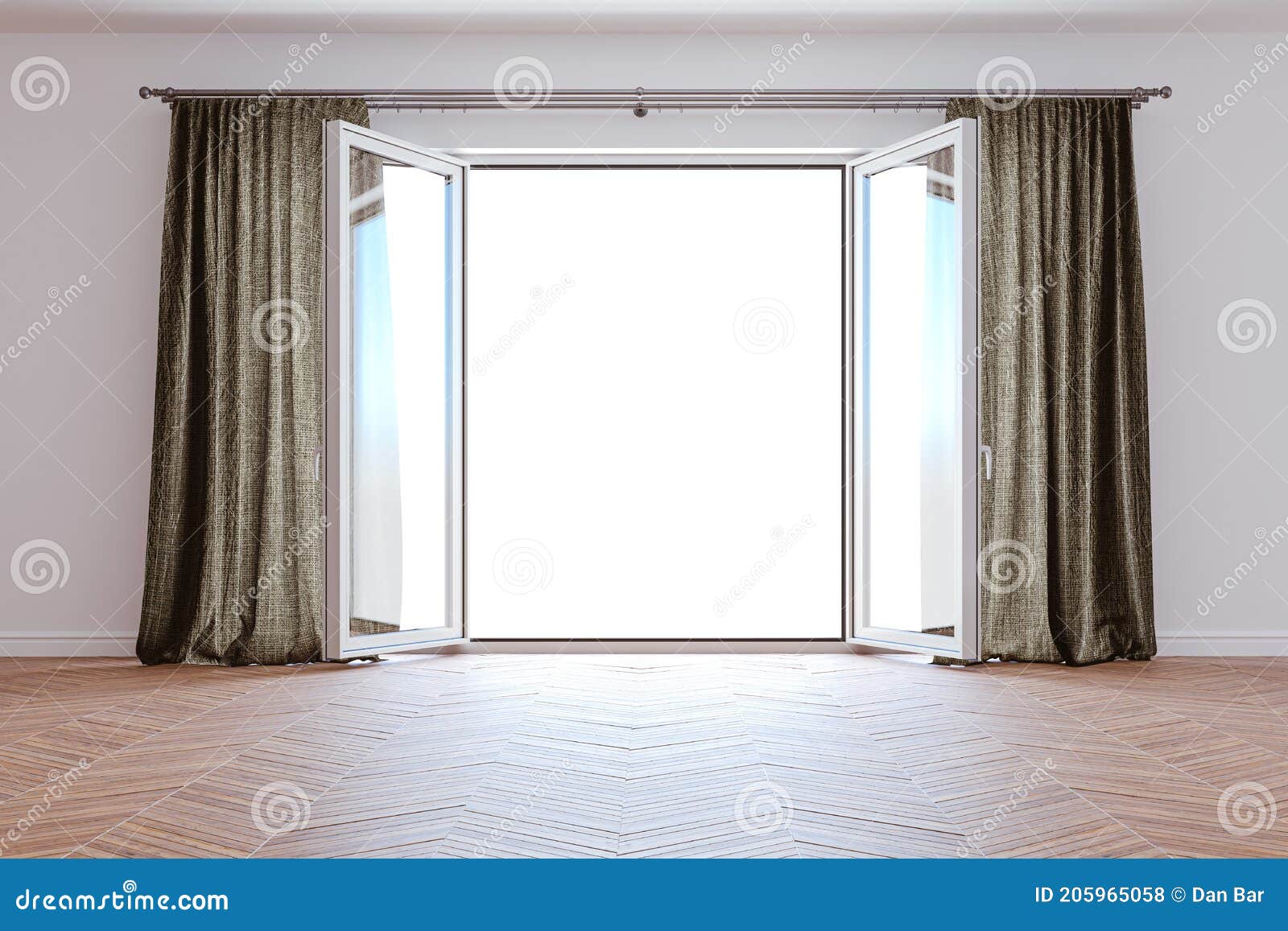 Interior Mock Up with Big Windows and White Stock Photo - Image of ...