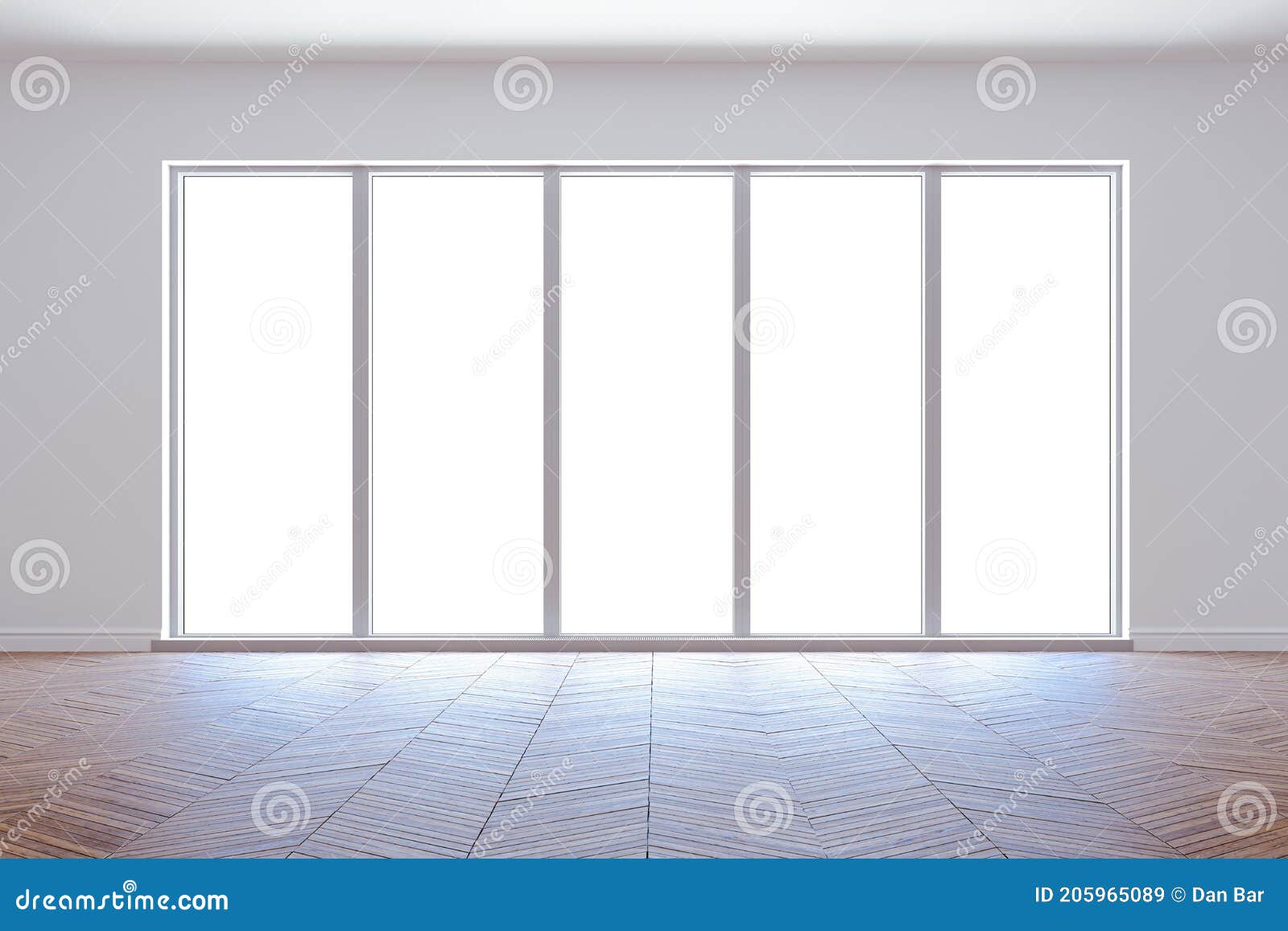 Interior Mock Up with Big Windows and White Stock Image - Image of ...